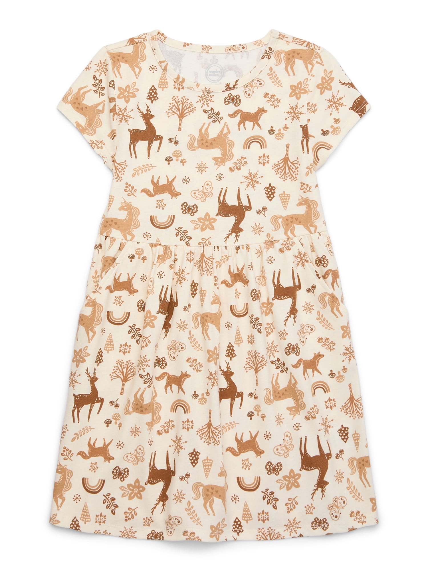 Wonder Nation Girls Play Dress with Short Sleeves, Sizes 4-18 & Plus ...