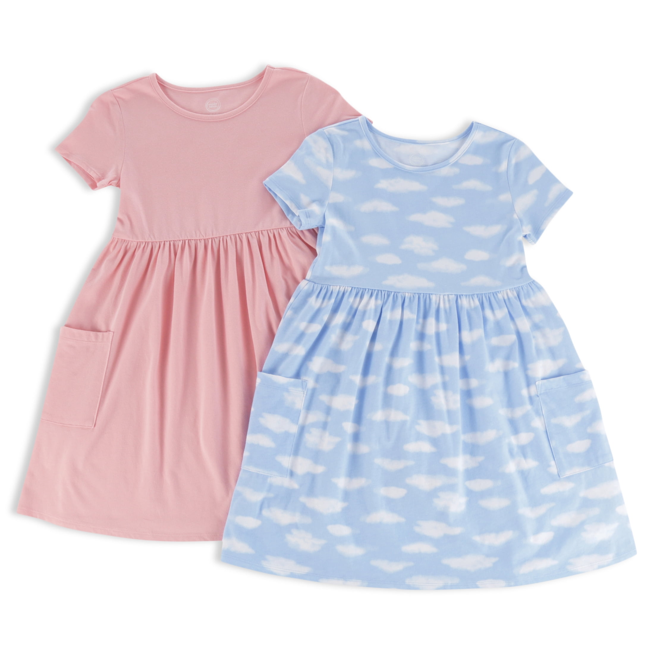 Wonder Nation Girls Short Sleeve Play Dresses, 2-Pack, Sizes 4-18 ...
