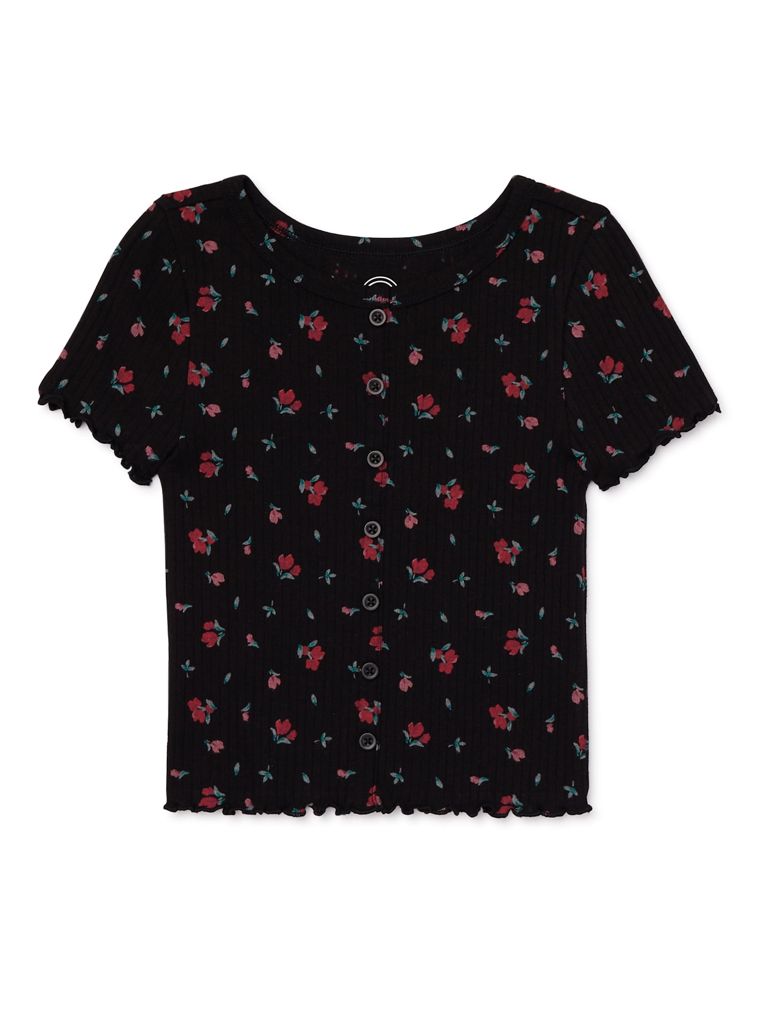 Wonder Nation Girls Short Sleeve Rib Top, Sizes 4-18 - Walmart.com