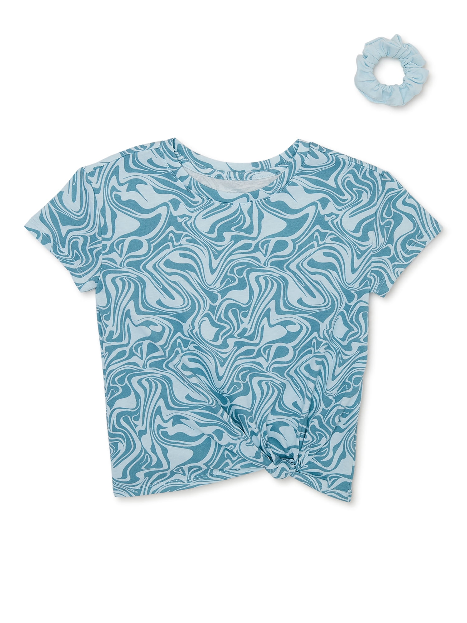 Wonder Nation Girls Short Sleeve Scrunchie Top, Sizes 4-18 & Plus ...