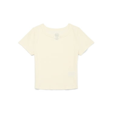 Wonder Nation Girls Square Neck Top with Short Sleeves, Sizes 4-18 ...