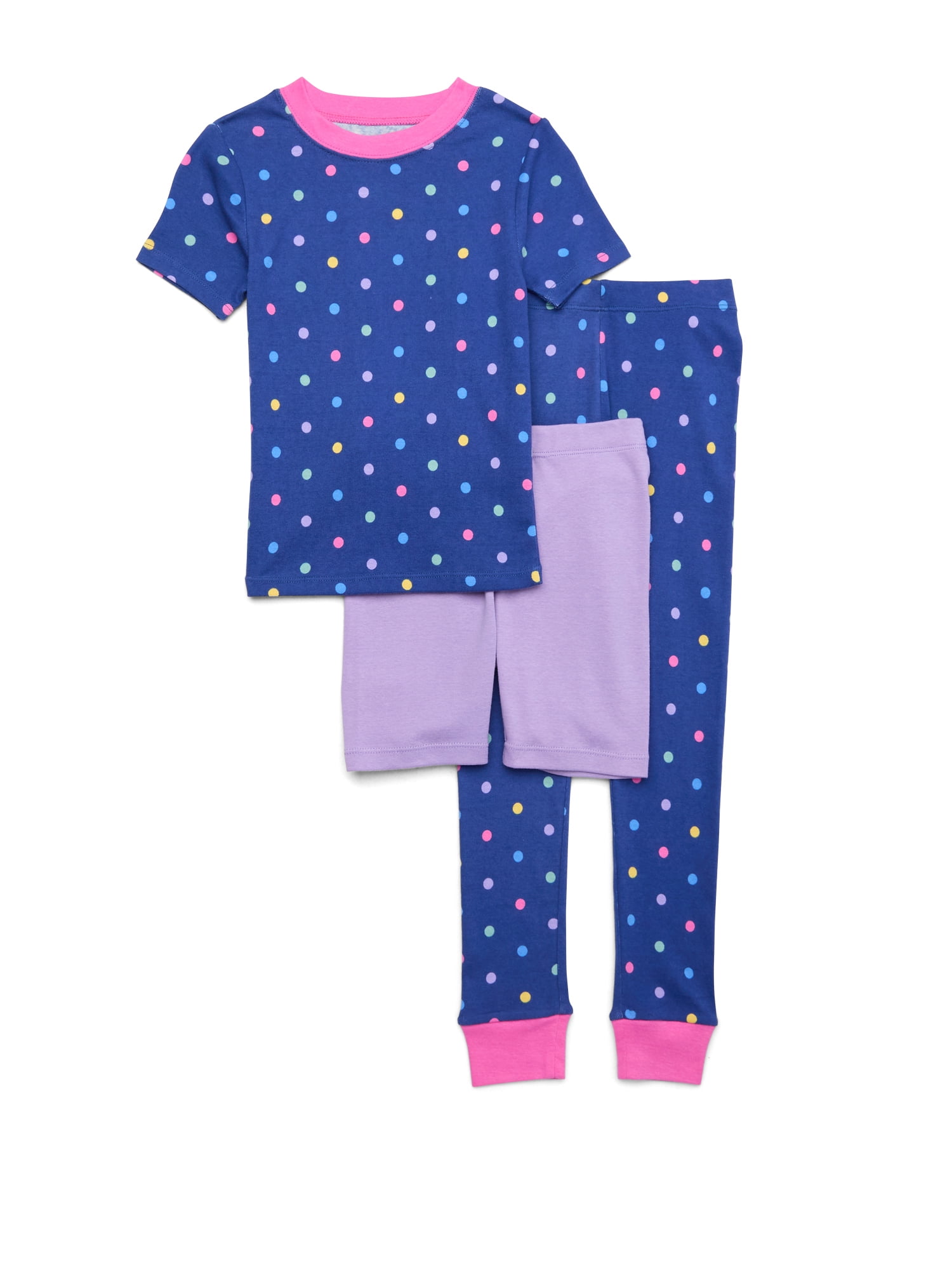 Wonder Nation Girls Short Sleeve Pajama Sleep Set 3-Piece Cotton Sizes ...