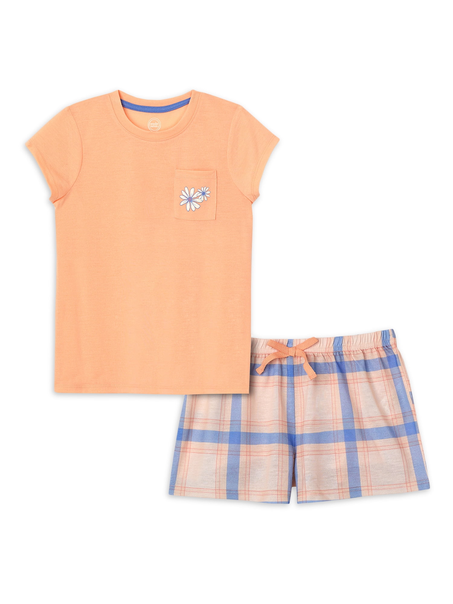 Wonder Nation Girls Short Sleeve Top And Sleep Shorts Pajama Set 2 wonder-nation-girls-short-sleeve-top-and-sleep-shorts-pajama-set-2