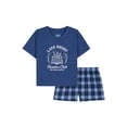 Wonder Nation Girls Short Sleeve Top and Woven Sleep Pant Pajama Set, 2 ...
