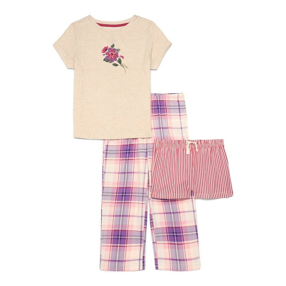 Wonder Nation Girls Short Sleeve Top and Shorts Pajama Set, 2-Piece ...