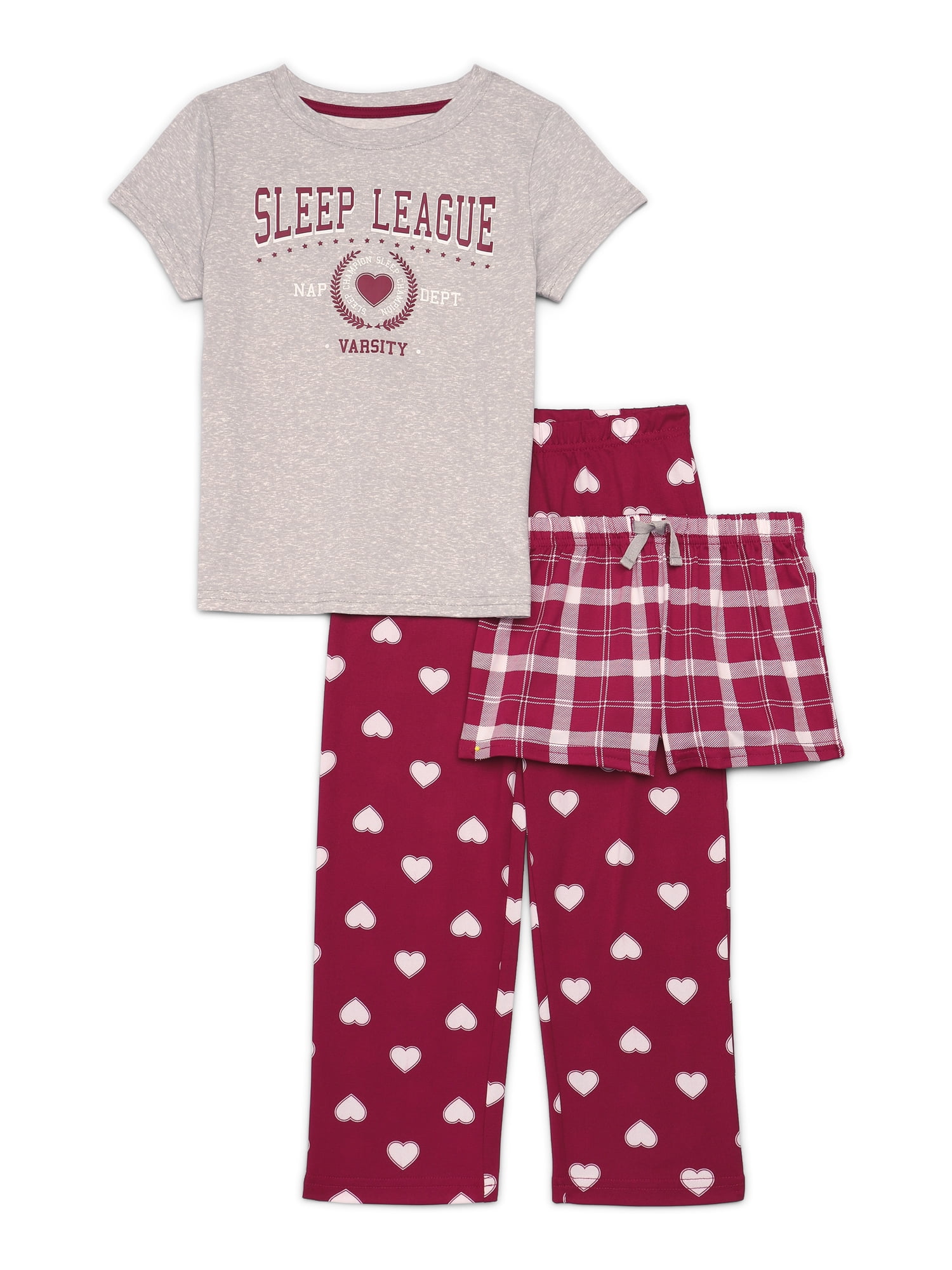 Wonder Nation Girls Short Sleeve Pajama Set with Shorts and Pants Sizes ...