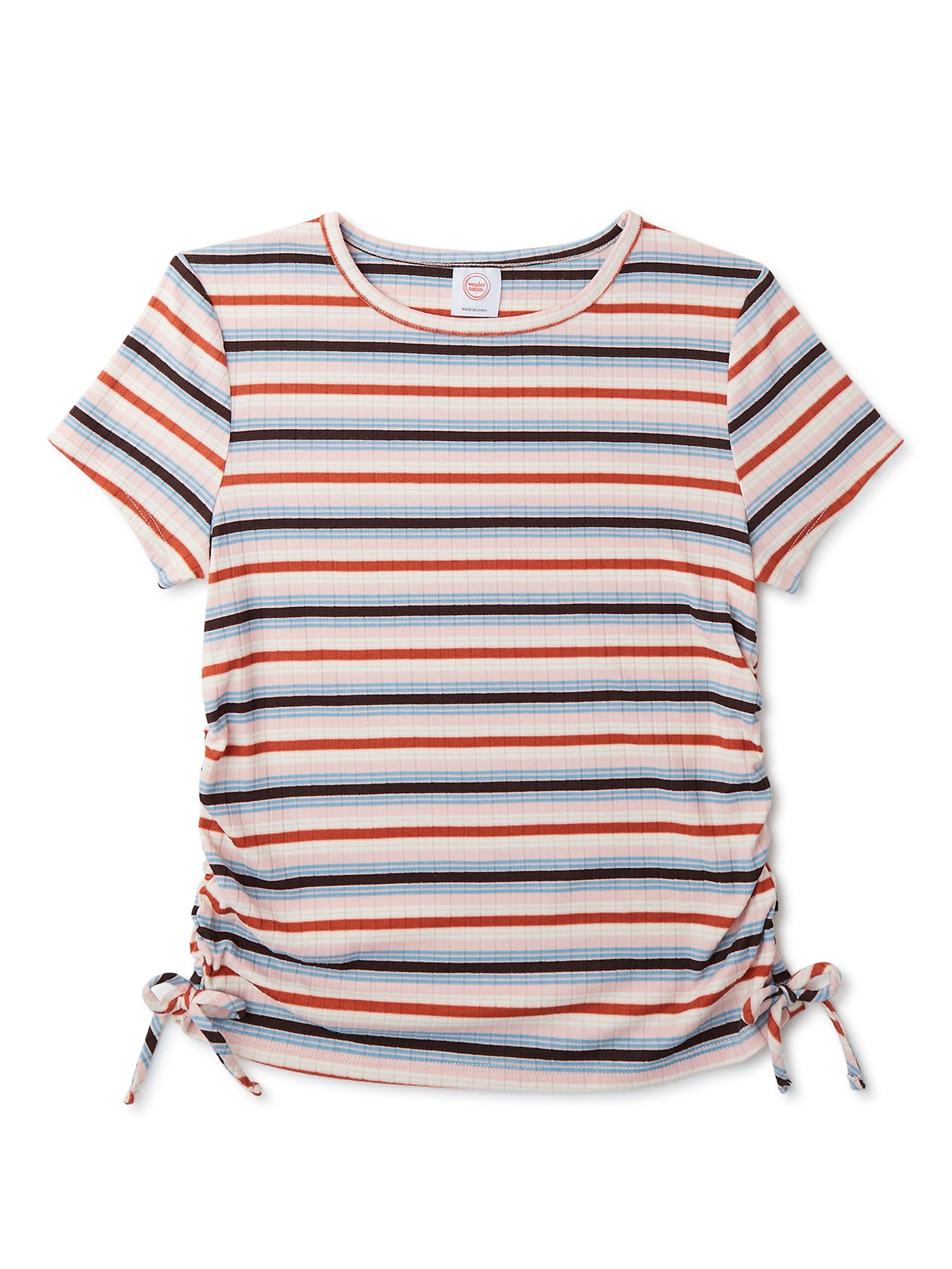 Wonder Nation Girls Cinch T-Shirt - Soft Knit Tee for Girls - Walmart.com