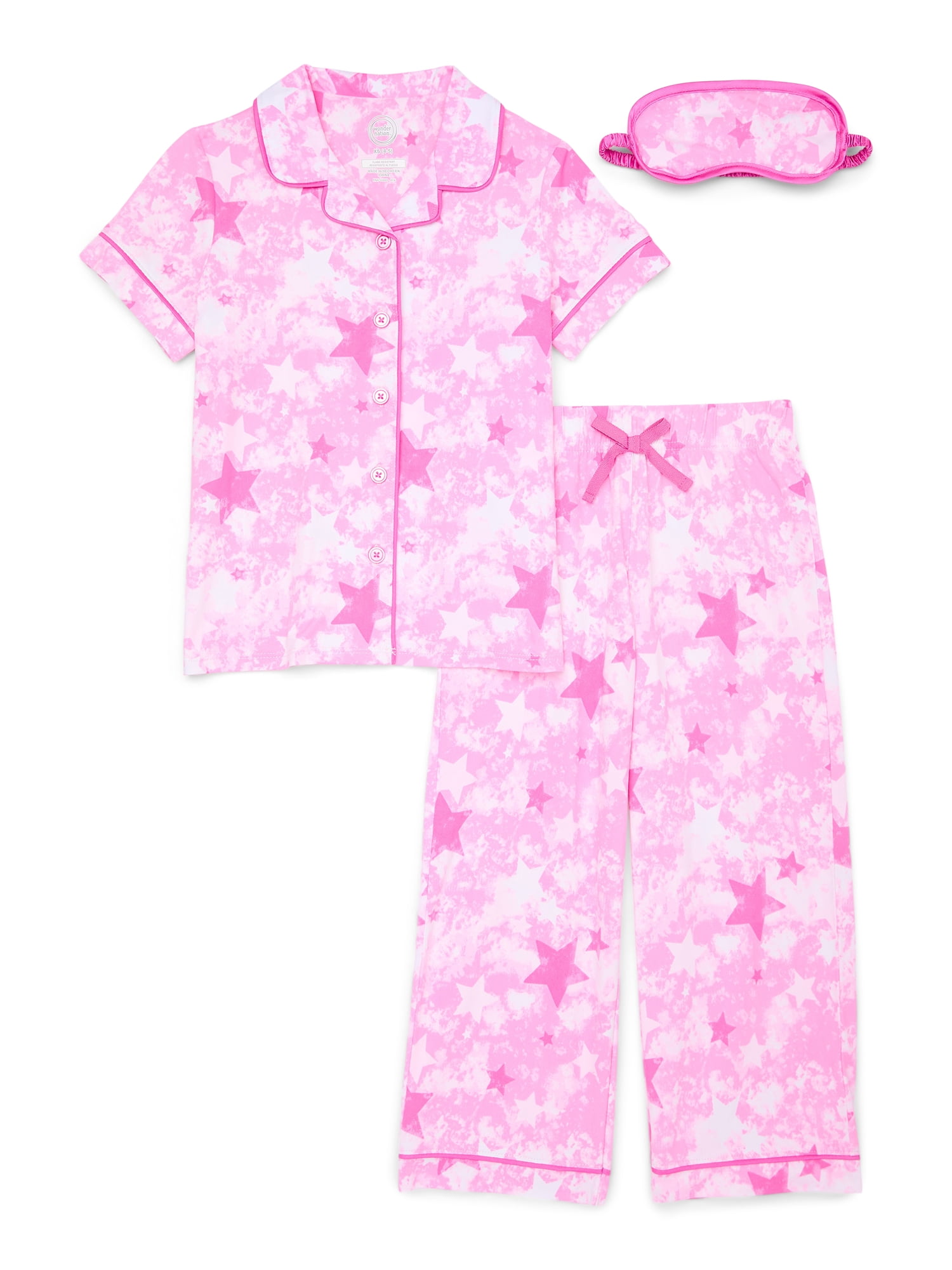 Wonder Nation Girls Sleep Set - 3-Piece Pajama with Eye Mask - Walmart.com