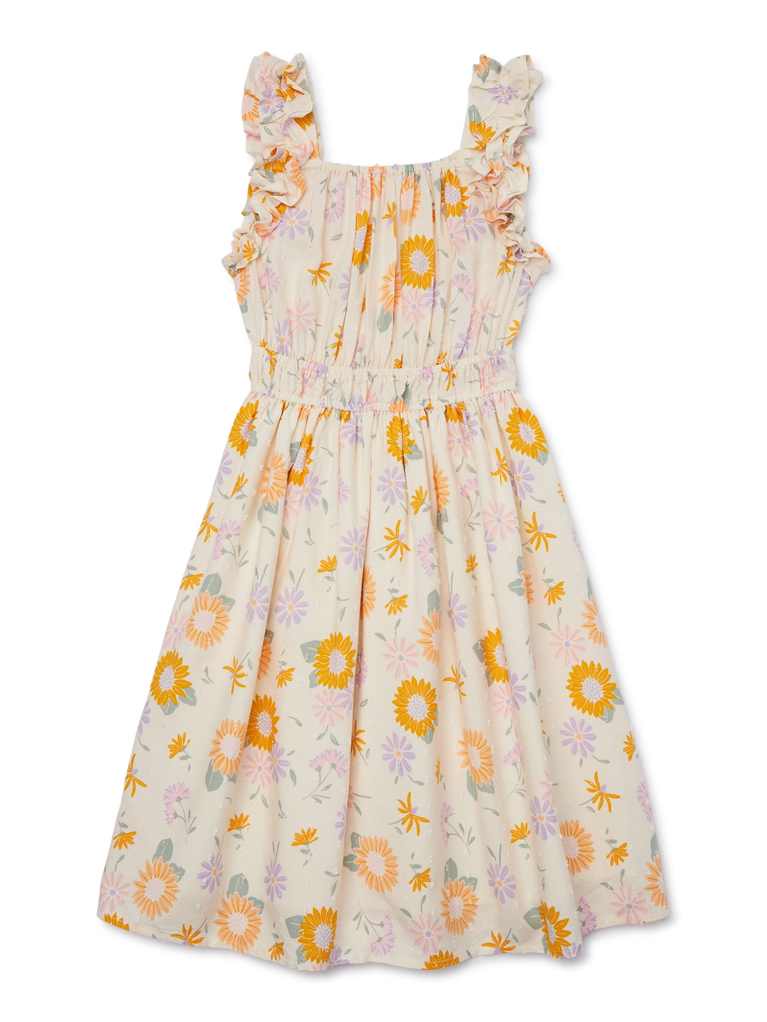 Wonder Nation Girls Sleeveless Ruffle Midi Dress, Sizes 4-18 & Plus ...