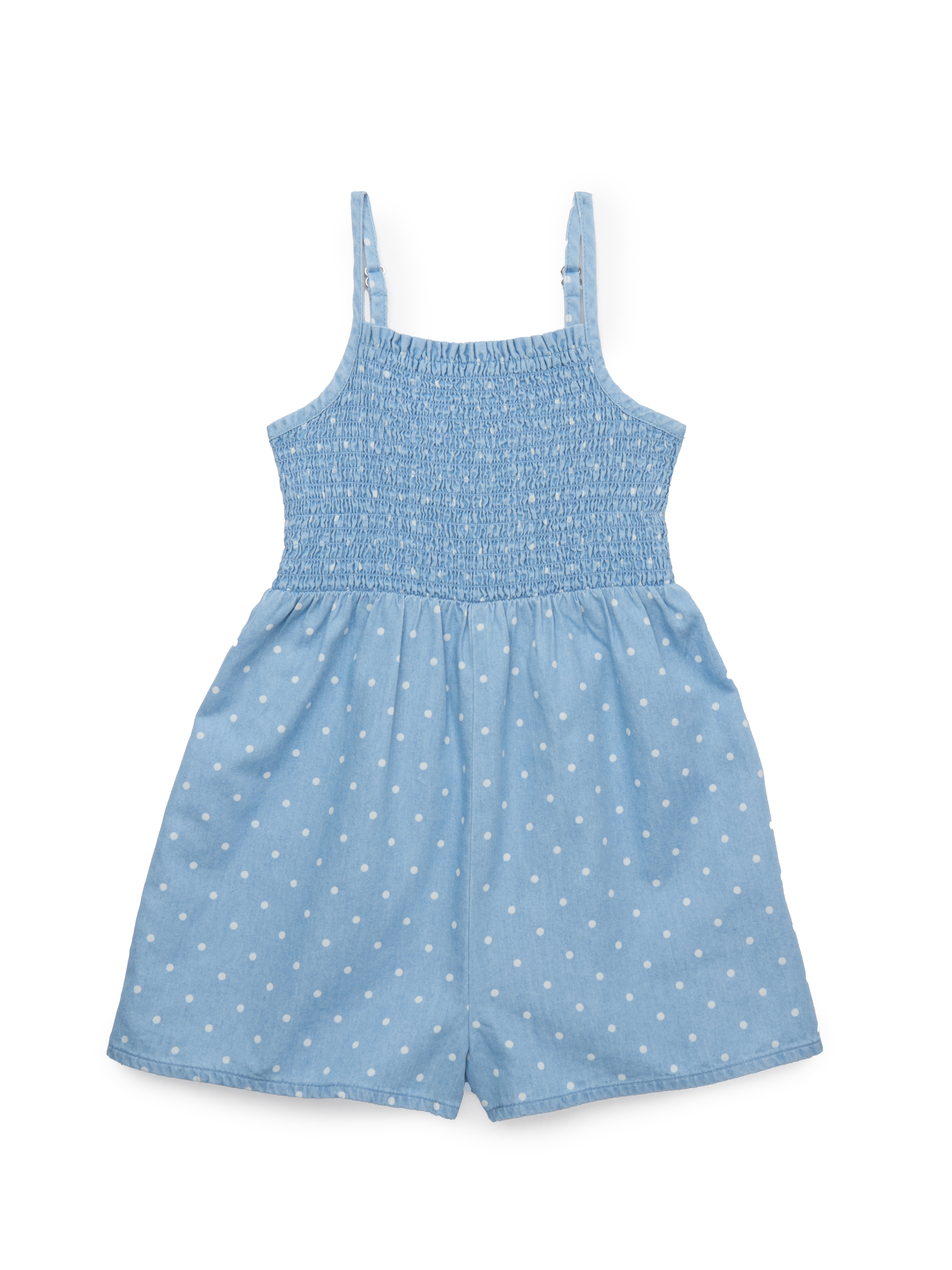 Wonder Nation Smocked Denim Romper for Girls Sizes 4-18 plus Sleeveless ...