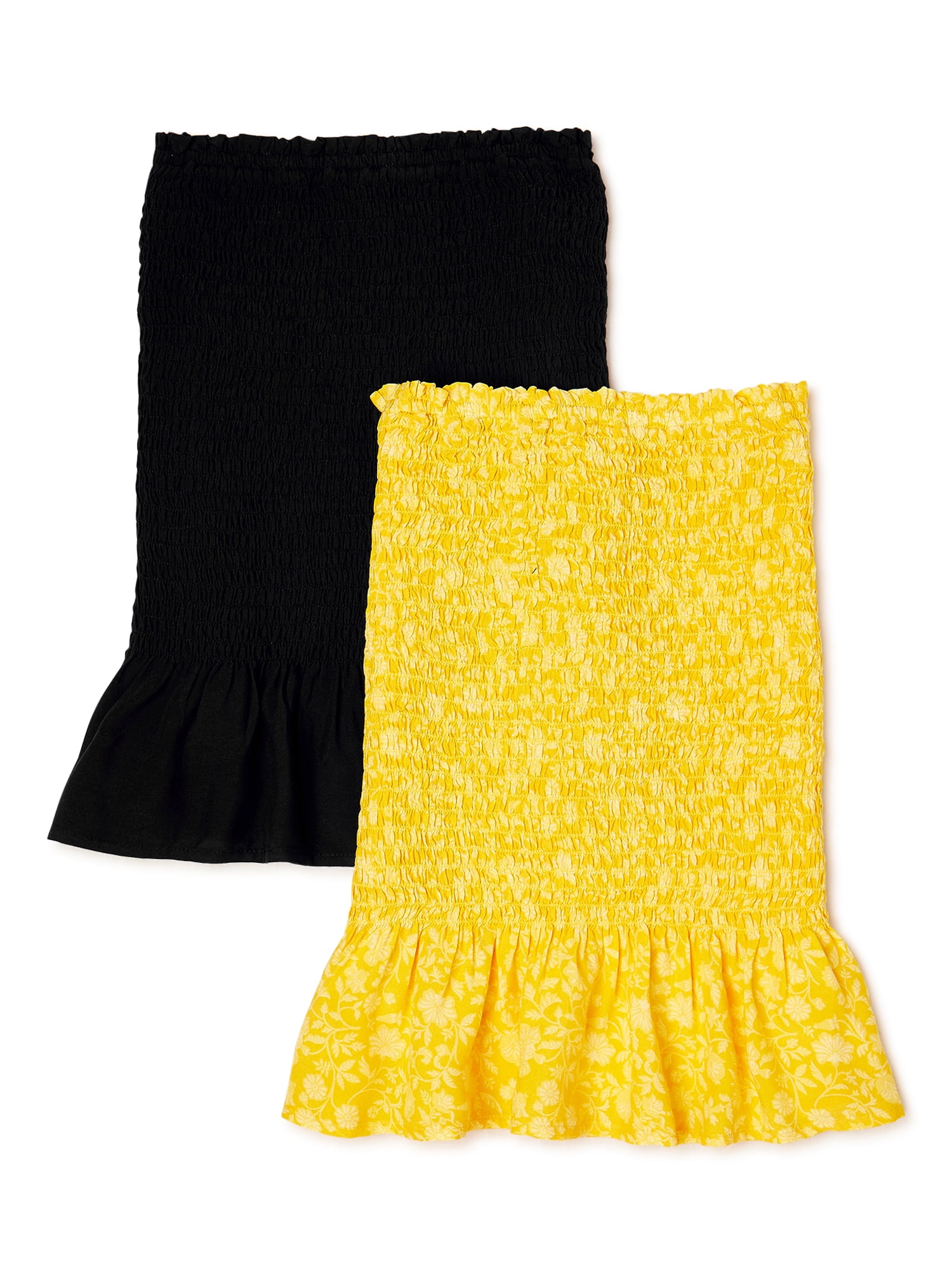 Wonder Nation Girls’ Smocked Skirt, 2-Pack, Sizes 4-18 & Plus - Walmart.com