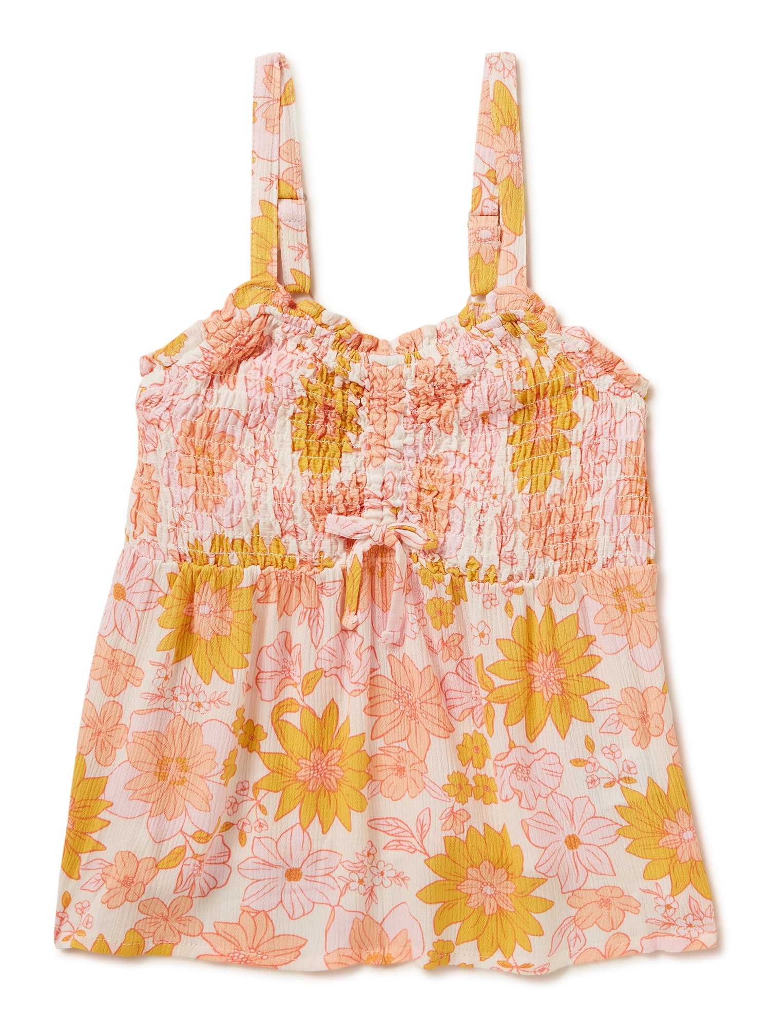 Wonder Nation Girls Fashionable Smocked Sleeveless Top, Sizes 4-18 ...