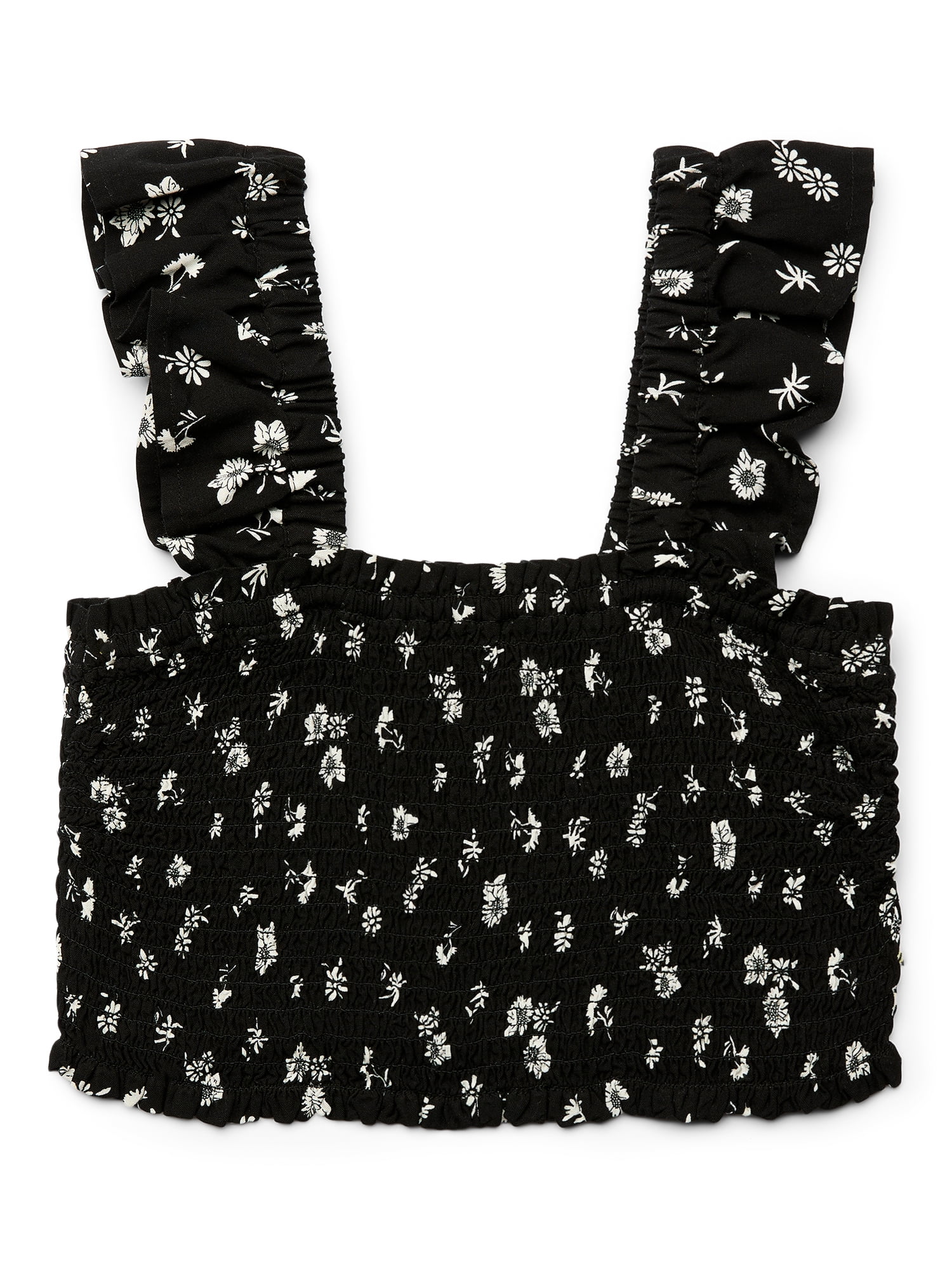 Wonder Nation Girls Smocked Sleeveless Top with Ruffled Straps, Sizes 4 ...