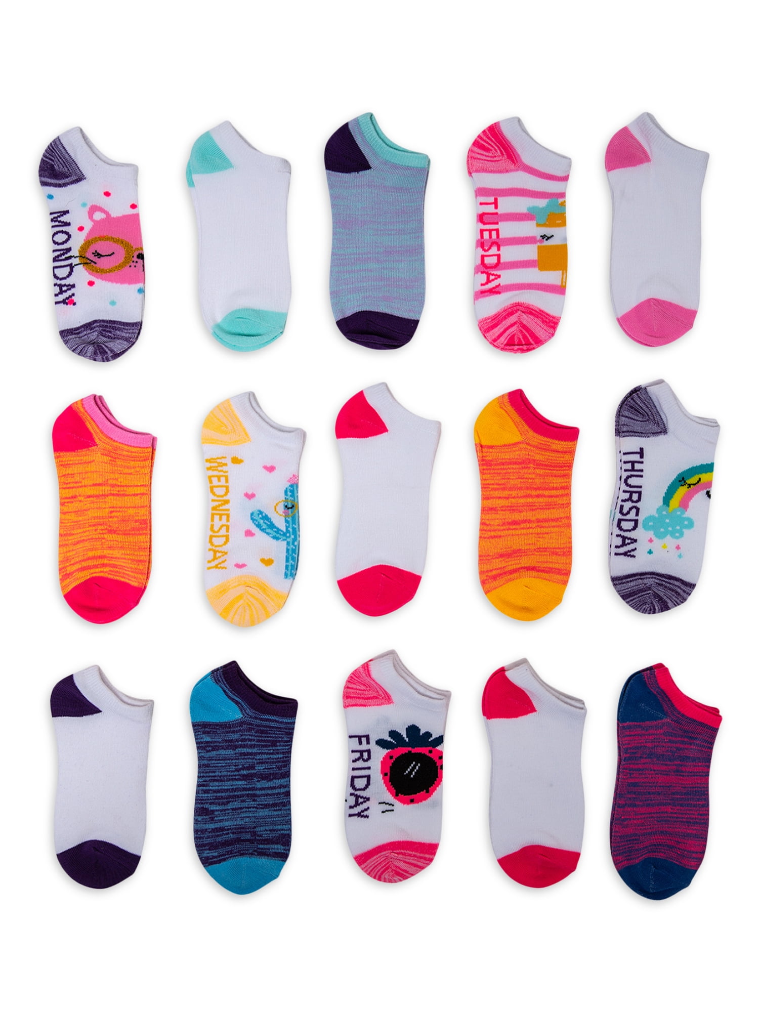 Wonder Nation Girls Socks, 15-Pack, Sizes S-L - Walmart.com