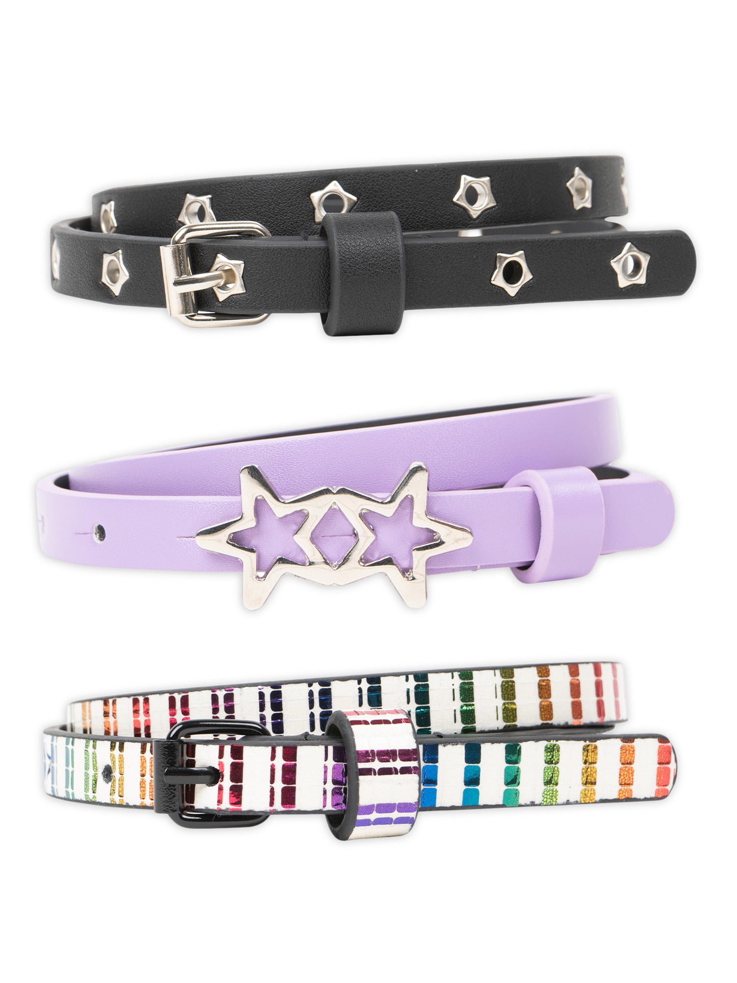 Wonder Nation Star Grommet Girls Belts, Assorted Colors, XS-XXL, 3 ...