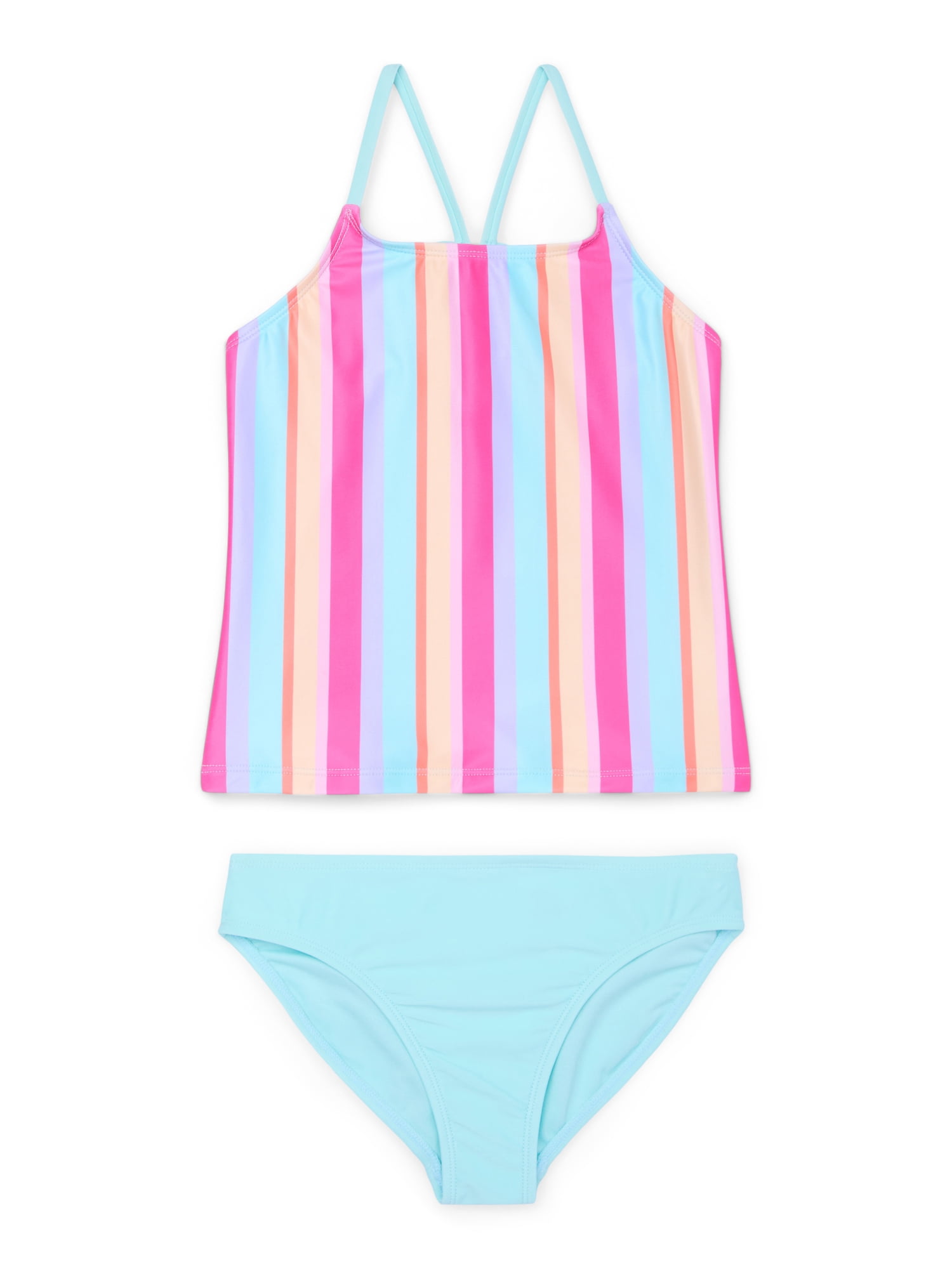 Wonder Nation Girls Striped Tankini Swimsuit 2 Piece Sizes 4 18