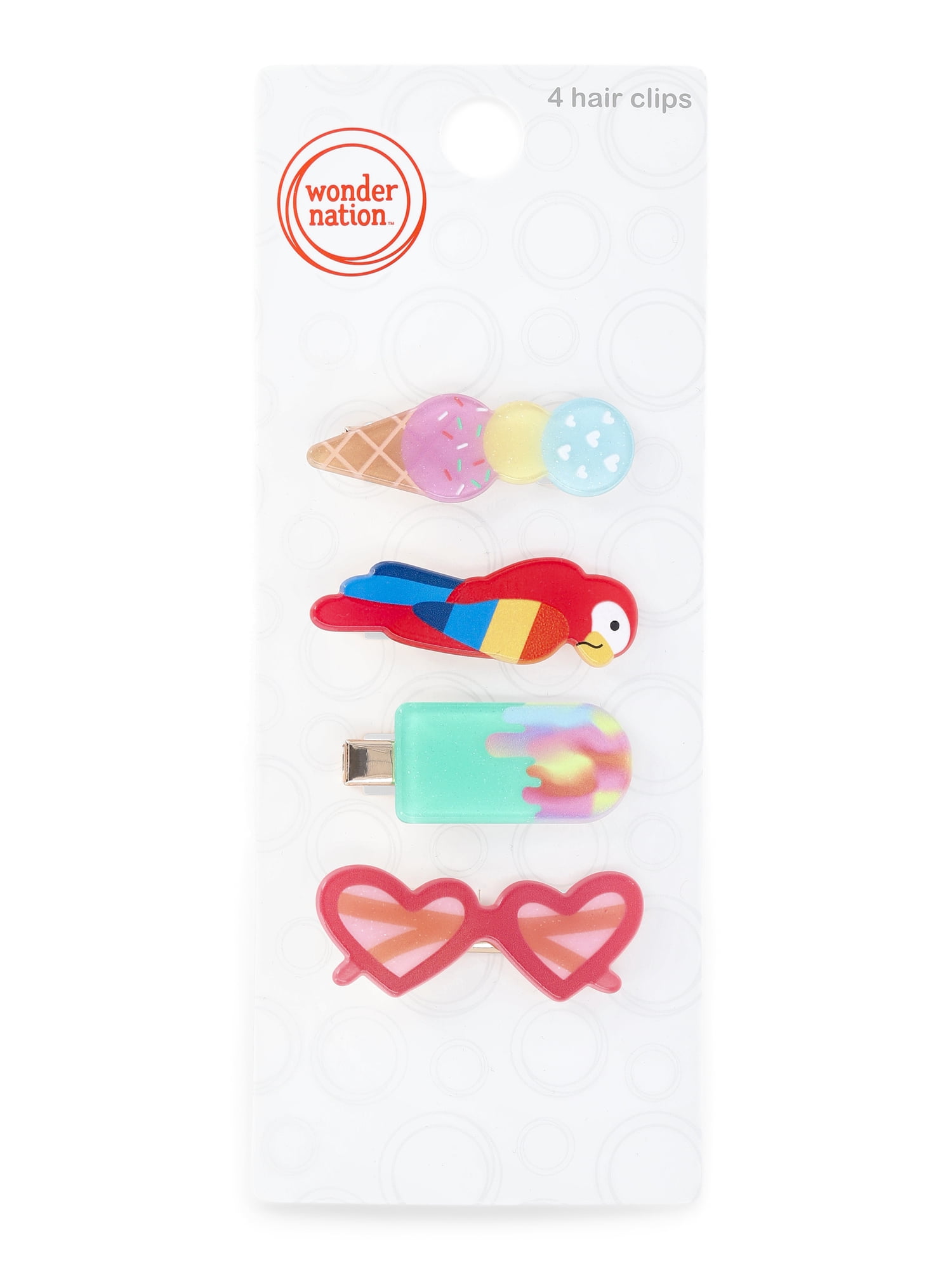 Wonder Nation Girls Summer Fun Hair Clips, 4-Piece, Multi - Walmart.com