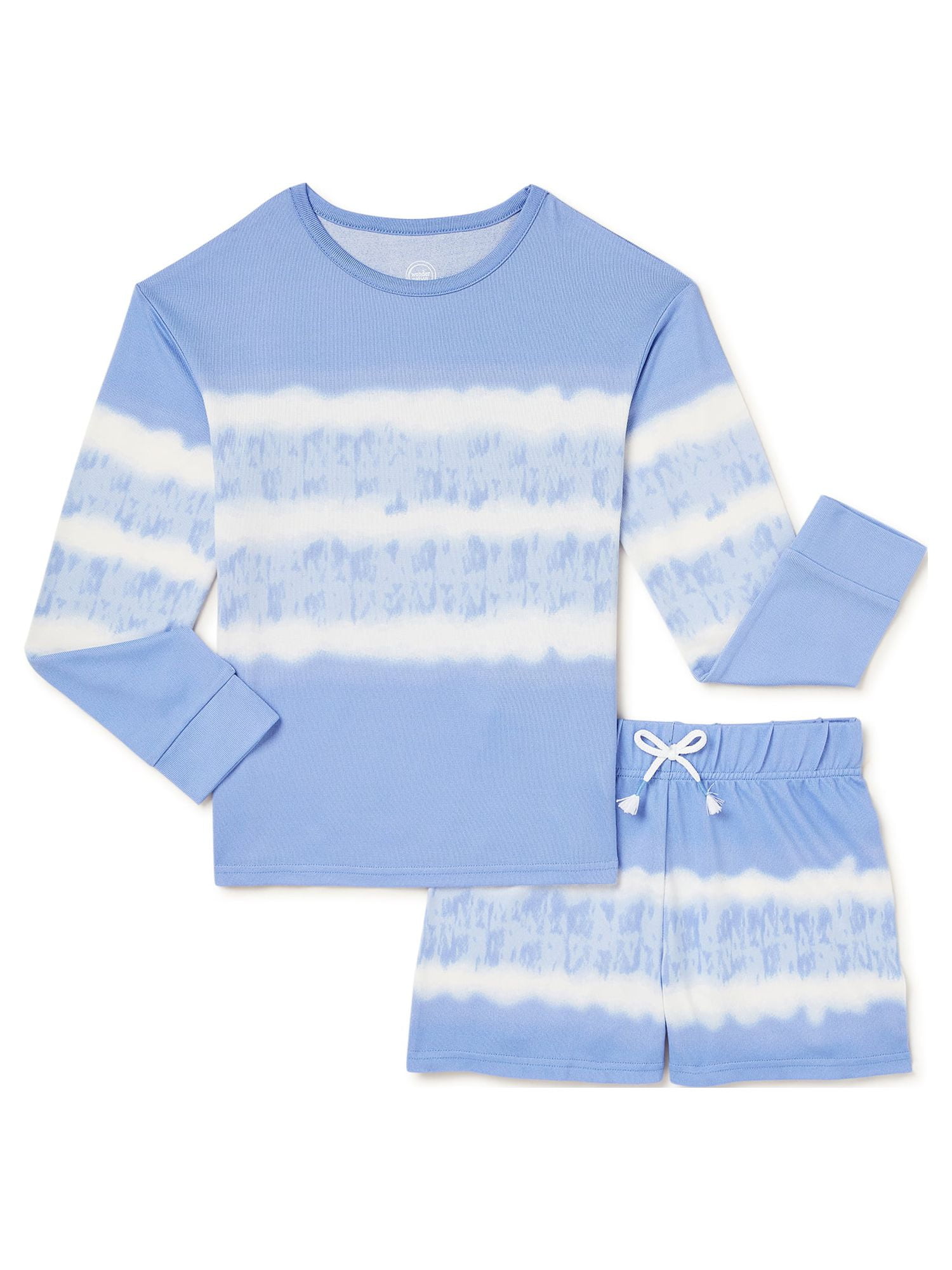 Wonder Nation Girls Super Soft Hacci Pajamas Set, 2-Piece, Sizes 4-18 ...