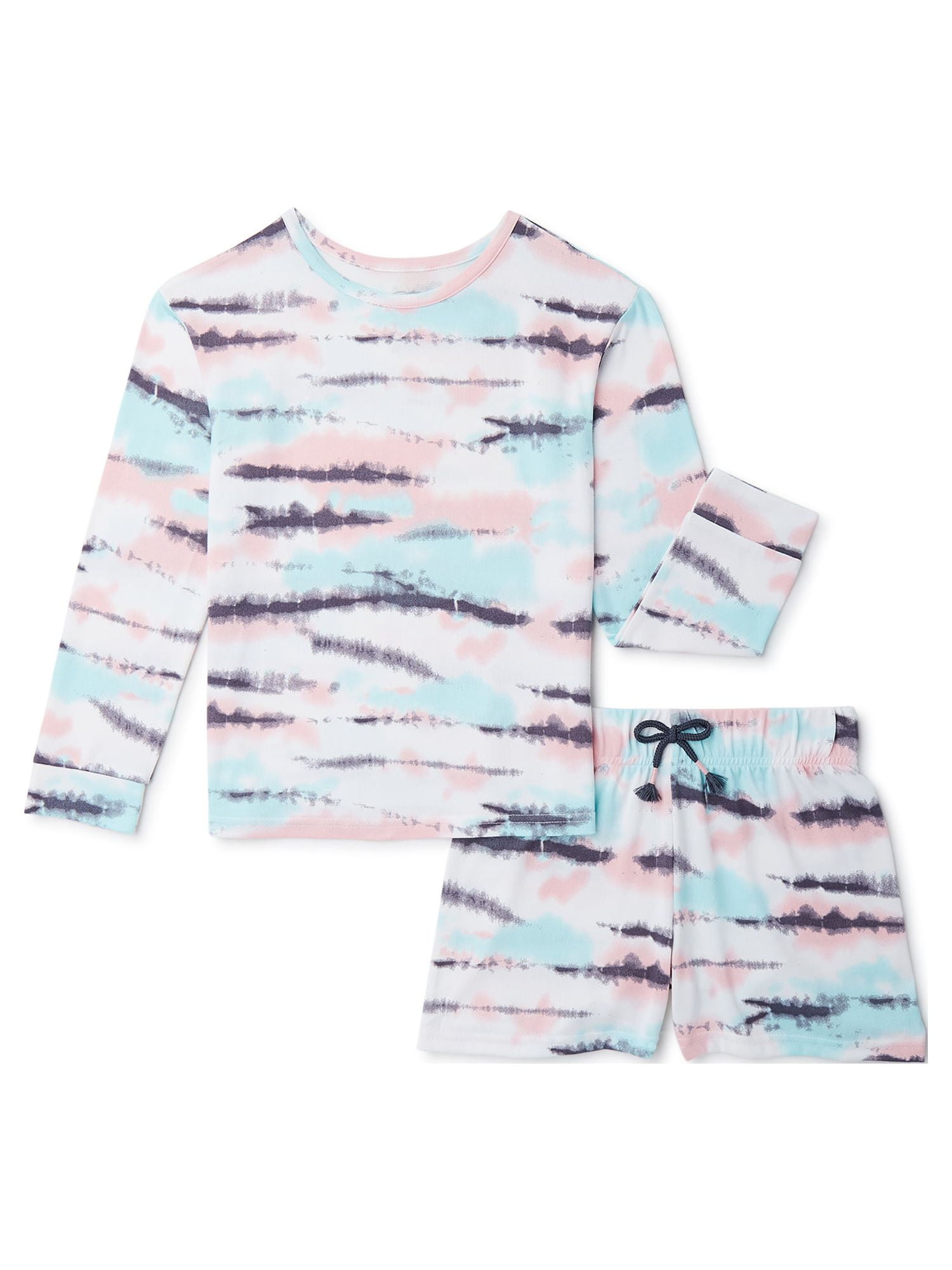 Wonder Nation Girls Super Soft Hacci Pajamas Set, 2-Piece, Sizes 4-18 ...