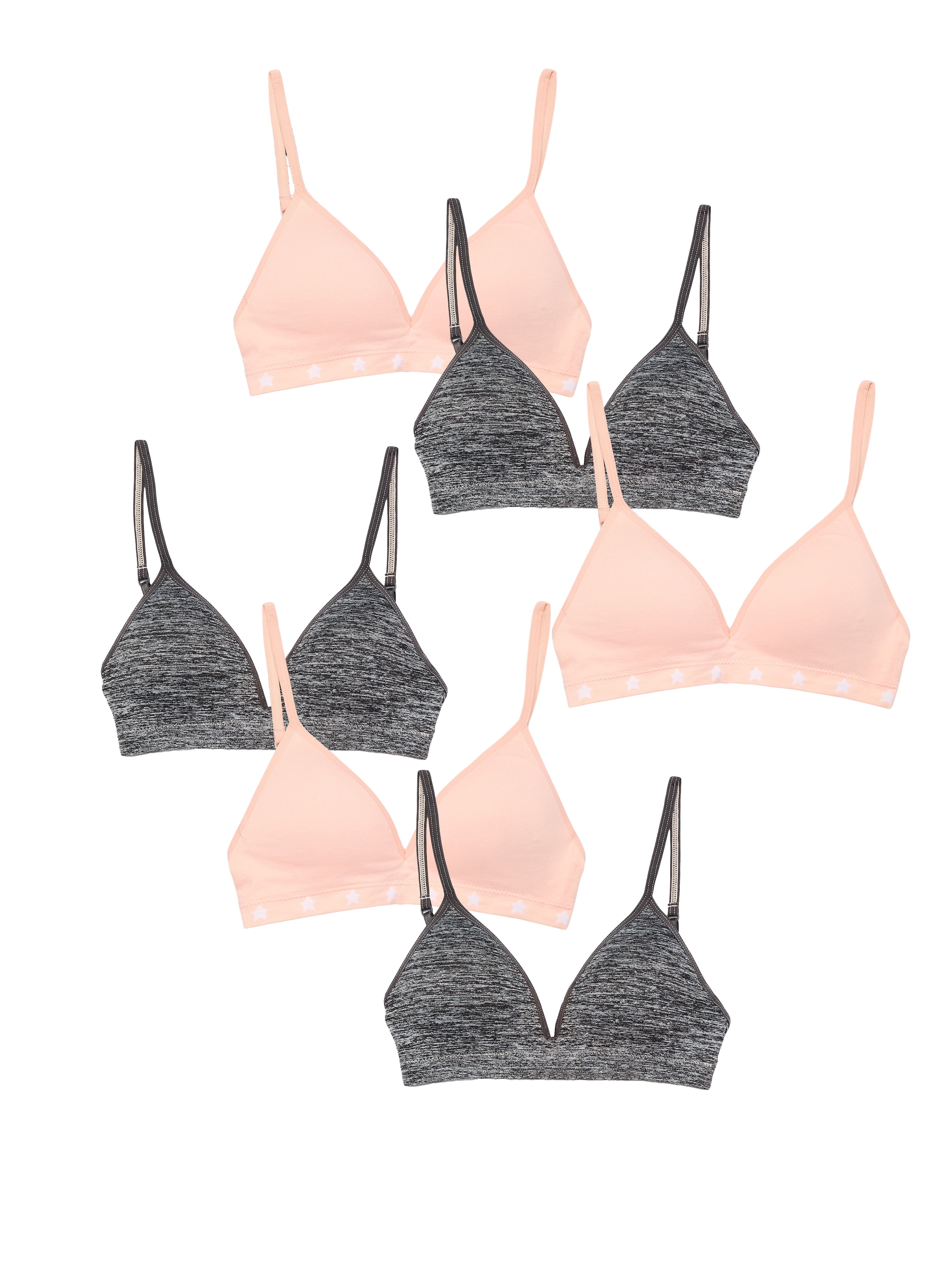 Wonder Nation Girls Molded Cup Seamless T-Shirt Bra, 6-Pack, Sizes 30 ...