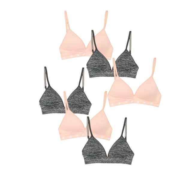 Wonder Nation Girls Molded Cup Seamless T-Shirt Bra, 6-Pack, Sizes 30 ...