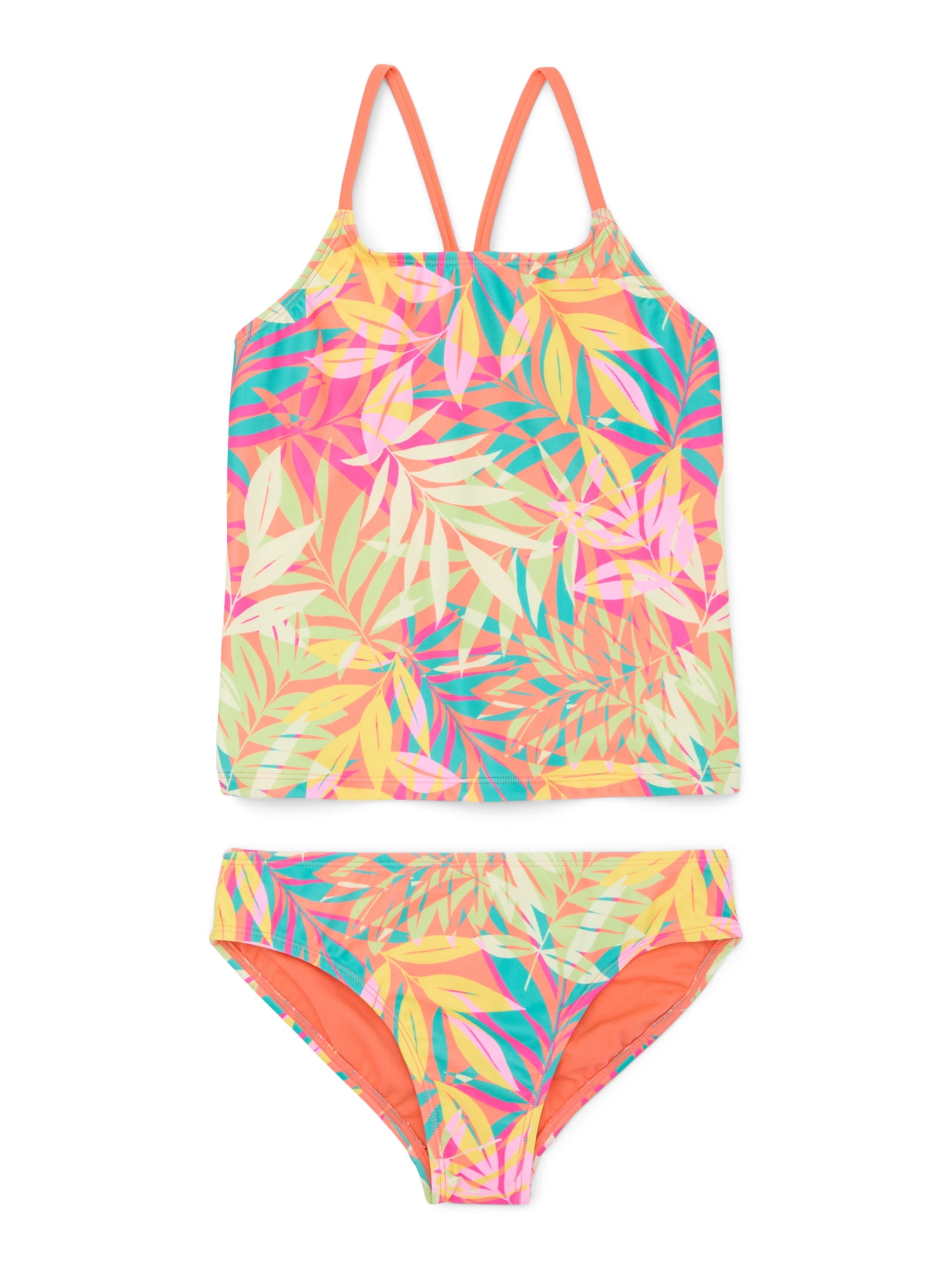 Wonder Nation Girls Tankini with UPF 50 Swimsuit Set, 2-Piece, Sizes 4 ...