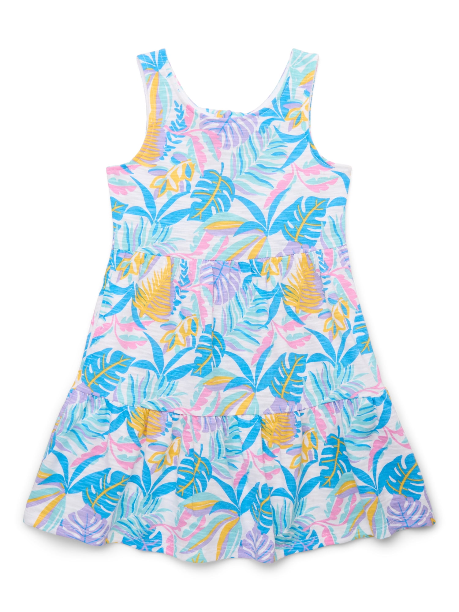 Wonder Nation Girls Tiered Dress with Bow Back Sizes 4-18 Plus Summer ...