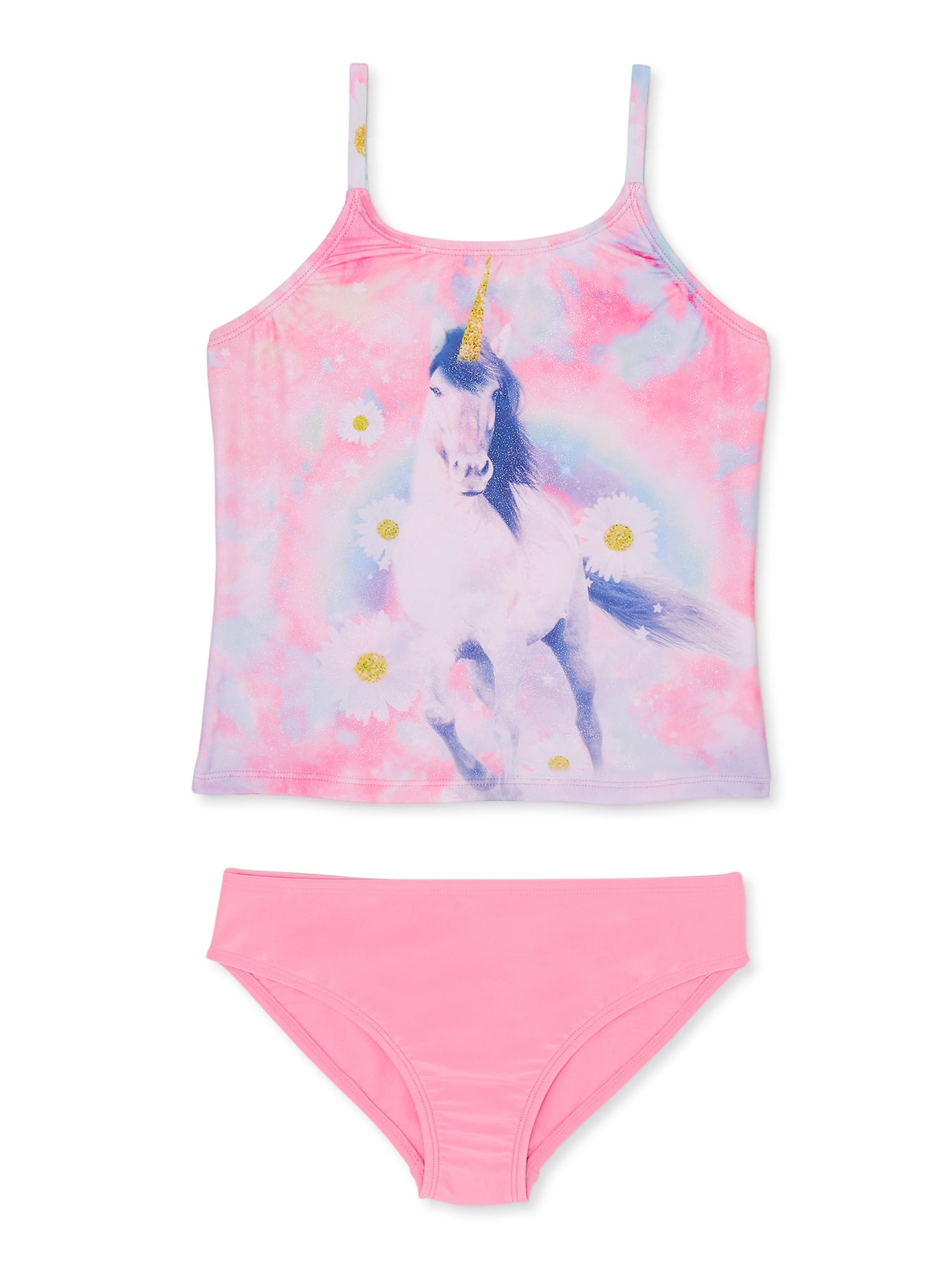 Wonder Nation Girls Unicorn Swim Tankini, 2-Piece, Sizes 4-18 & Plus ...