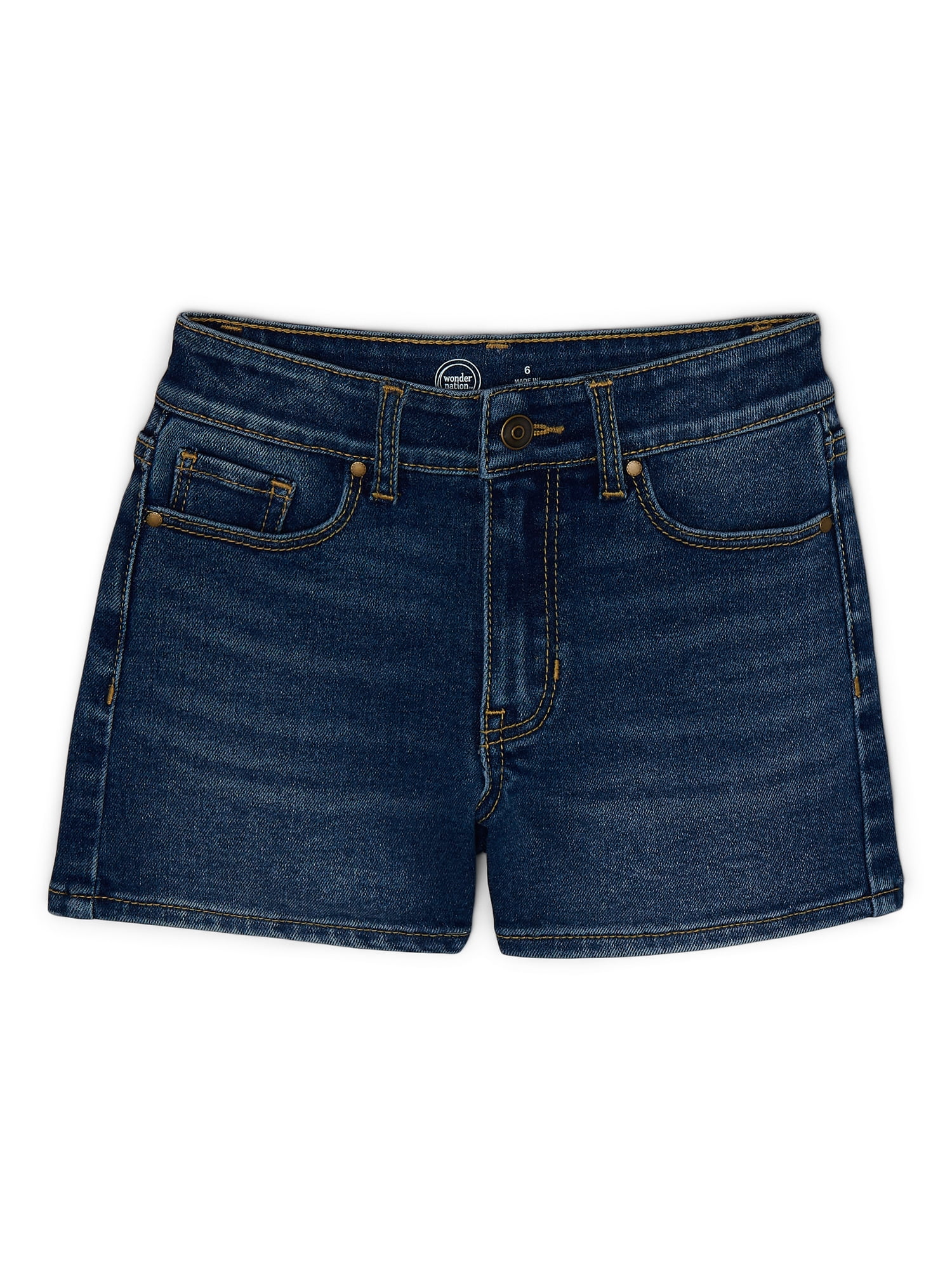 Wonder Nation Girls' Stretch Denim Shorts, Sizes 5-18, Relaxed Fit with ...