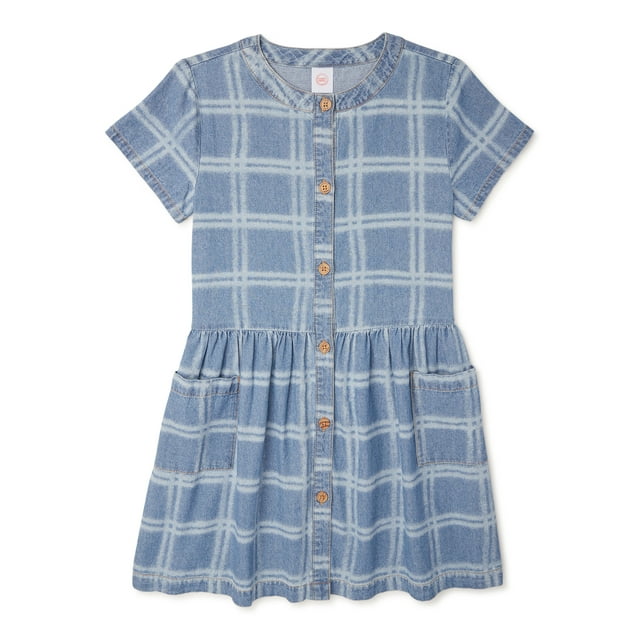 Wonder Nation Girls Windowpane Dress, Sizes 4-18 & Plus - Walmart.com