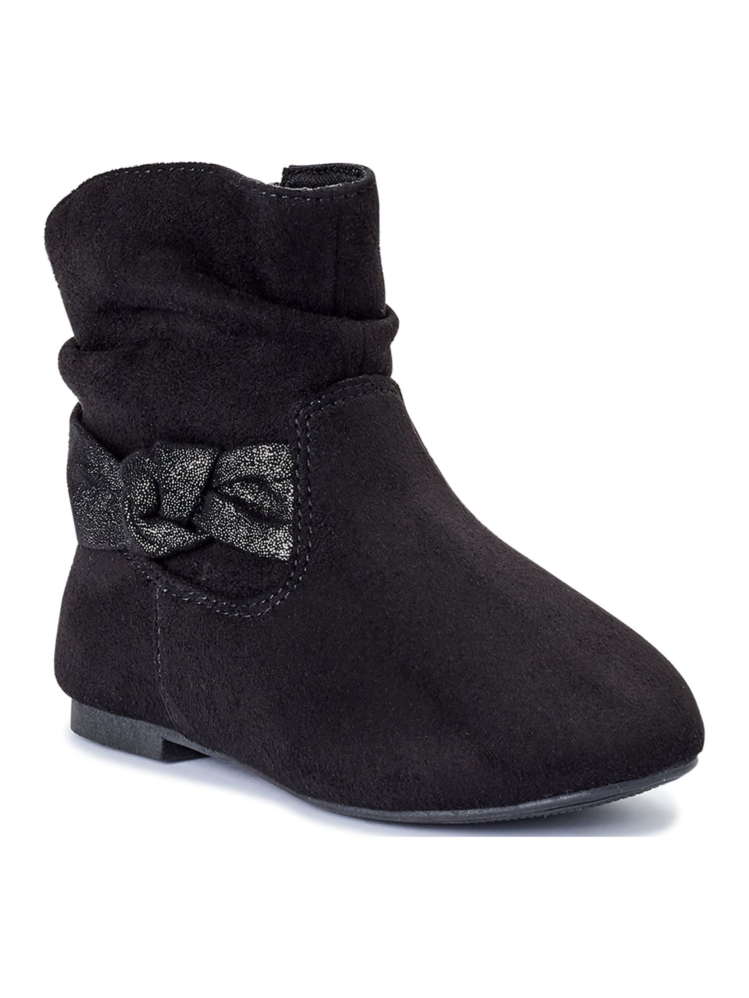 Nation Glitter Bow Slouch Boot - Girls Faux Suede Boots - Walmart.com