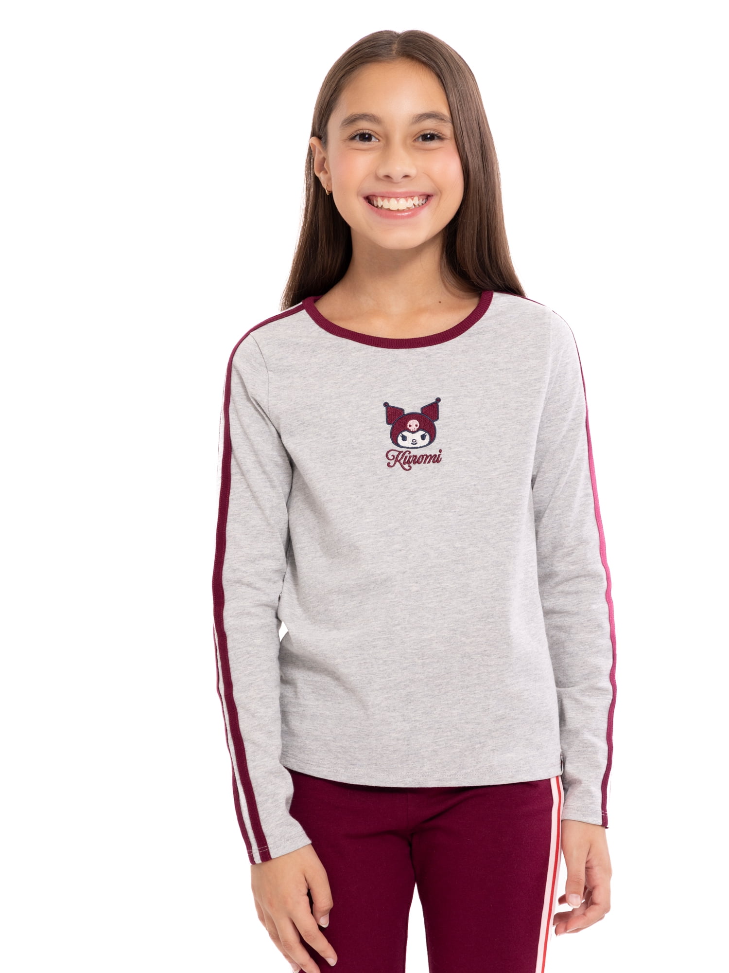 Wonder Nation Hello Kitty Girls Cotton Kuromi Graphic Tee with Long ...
