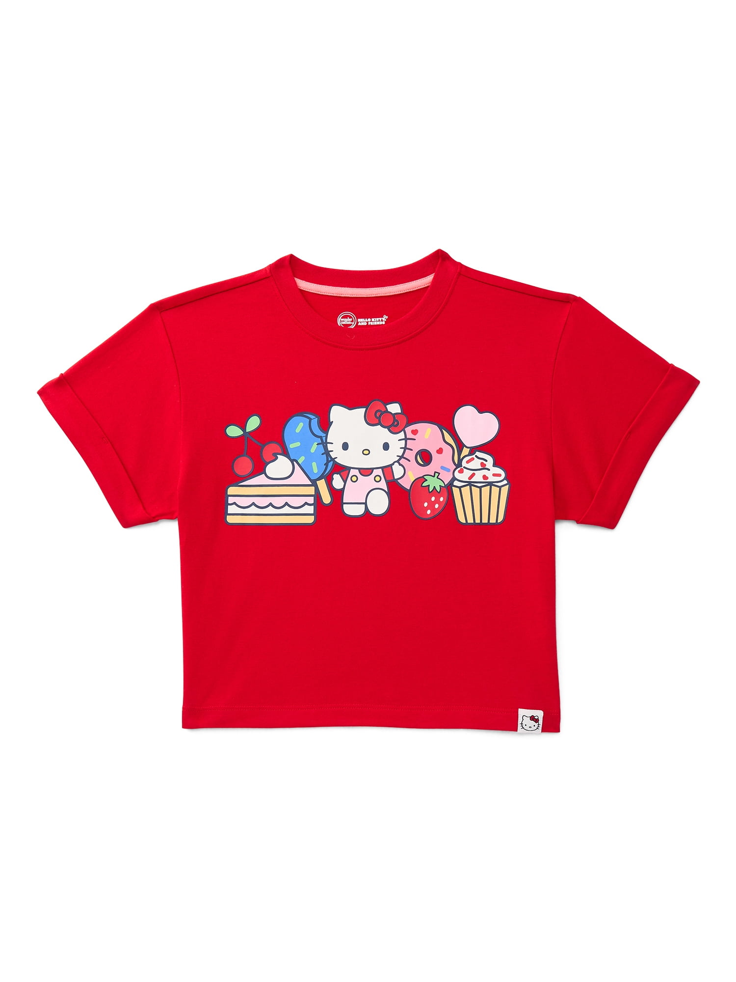Wonder Nation x Hello Kitty Girls Graphic Tee with Short Sleeves, Sizes ...