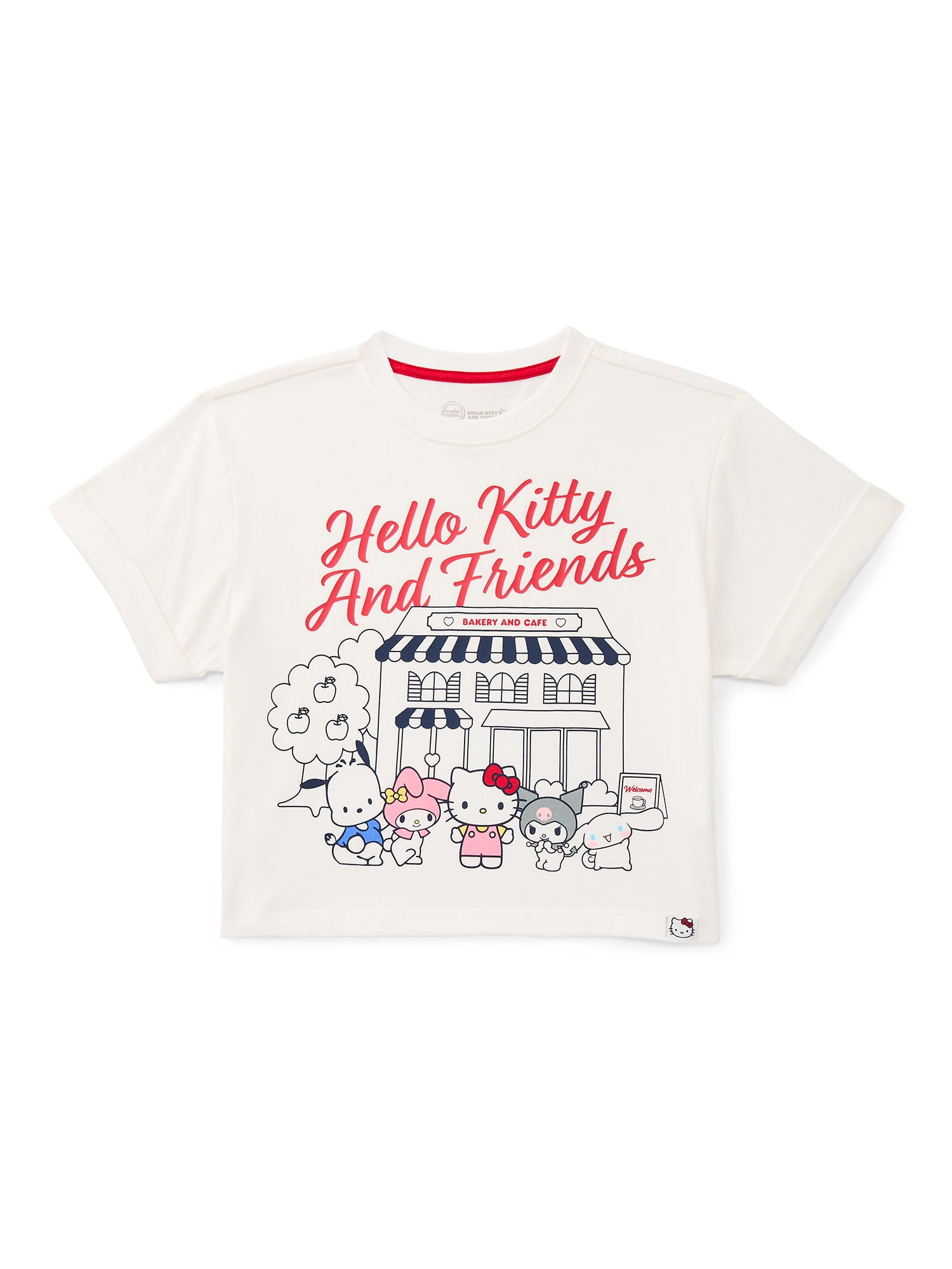 Wonder Nation x Hello Kitty Girls Graphic Tee with Short Sleeves, Sizes ...