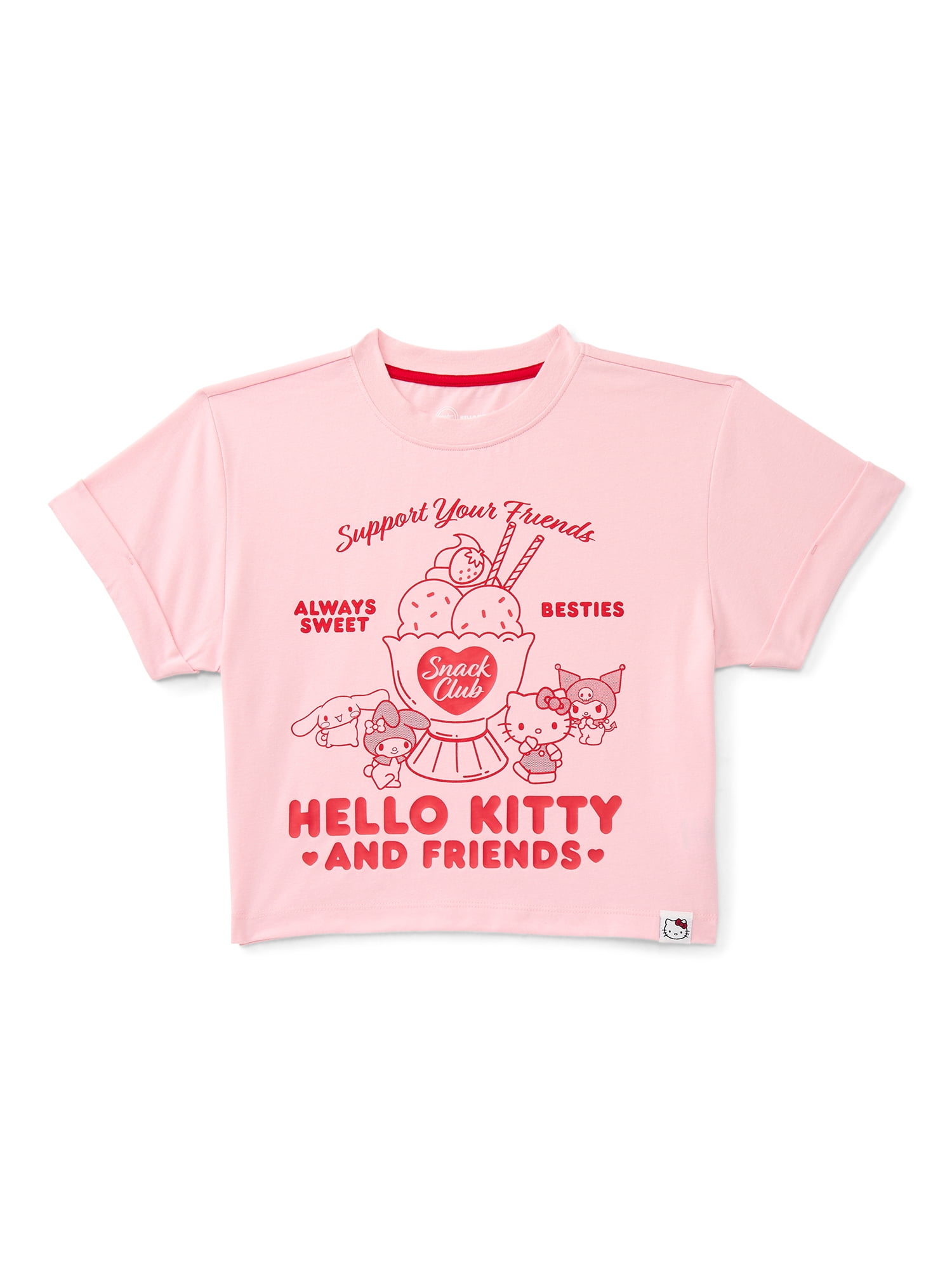 Wonder Nation x Hello Kitty Girls Graphic Tee with Short Sleeves, Sizes ...