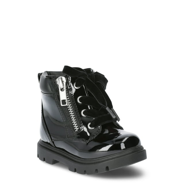 Wonder Nation Infant Girls' Patent Combat Boots - Walmart.com