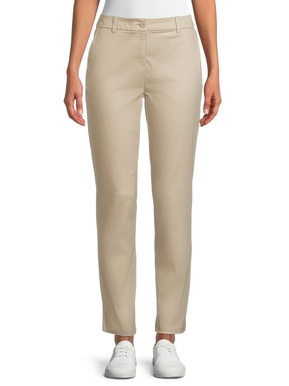 Wonder Nation Girls School Uniform Stretch Twill Skinny Pants, 2-Pack ...