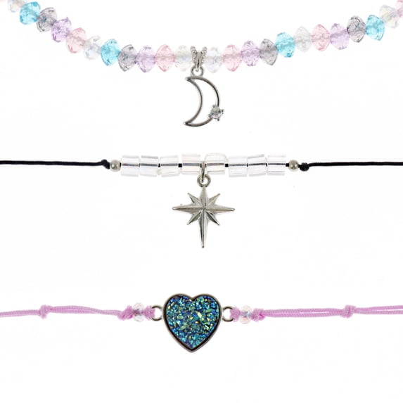 Wonder Nation Kids Celestial Necklace and Choker Set 4 Pack Rhodium ...