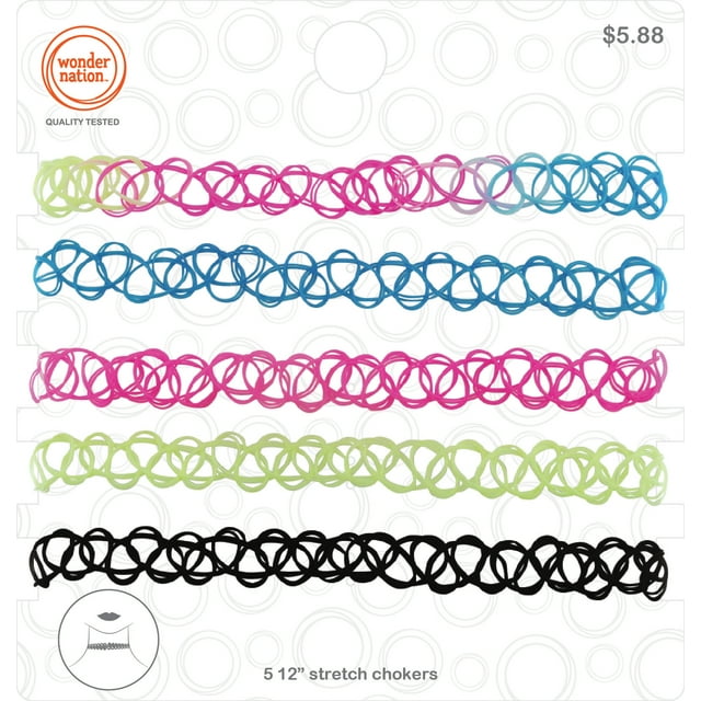 Wonder Nation Kids Tattoo Chokers, 5 Pack Multi-color - Walmart.com