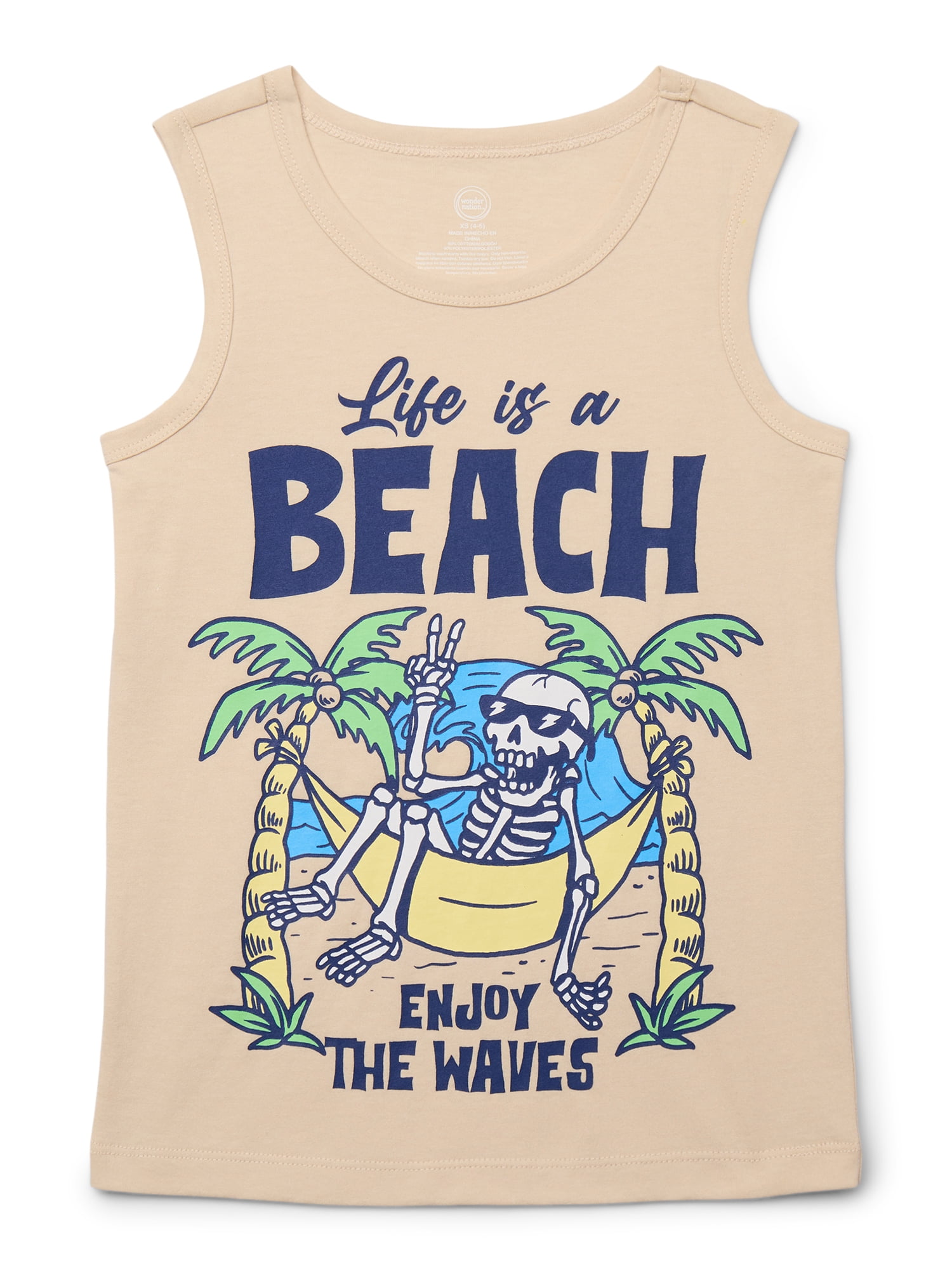 Wonder Nation Boys Life is a Beach Graphic Tank Top, Sizes 4-18 & Husky ...