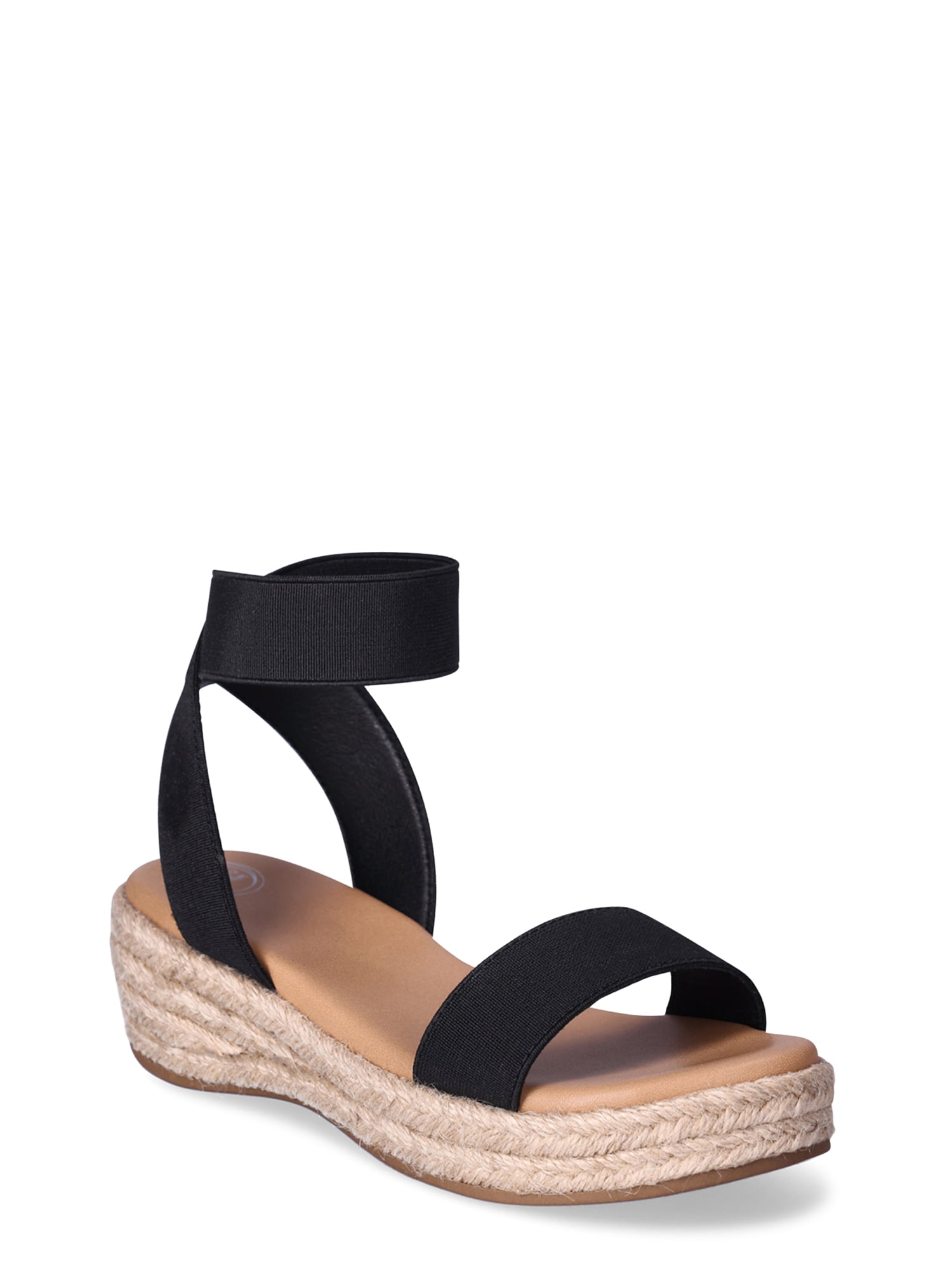 Wonder Nation Little & Big Girls Elastic Raffia Sandal - Walmart.com