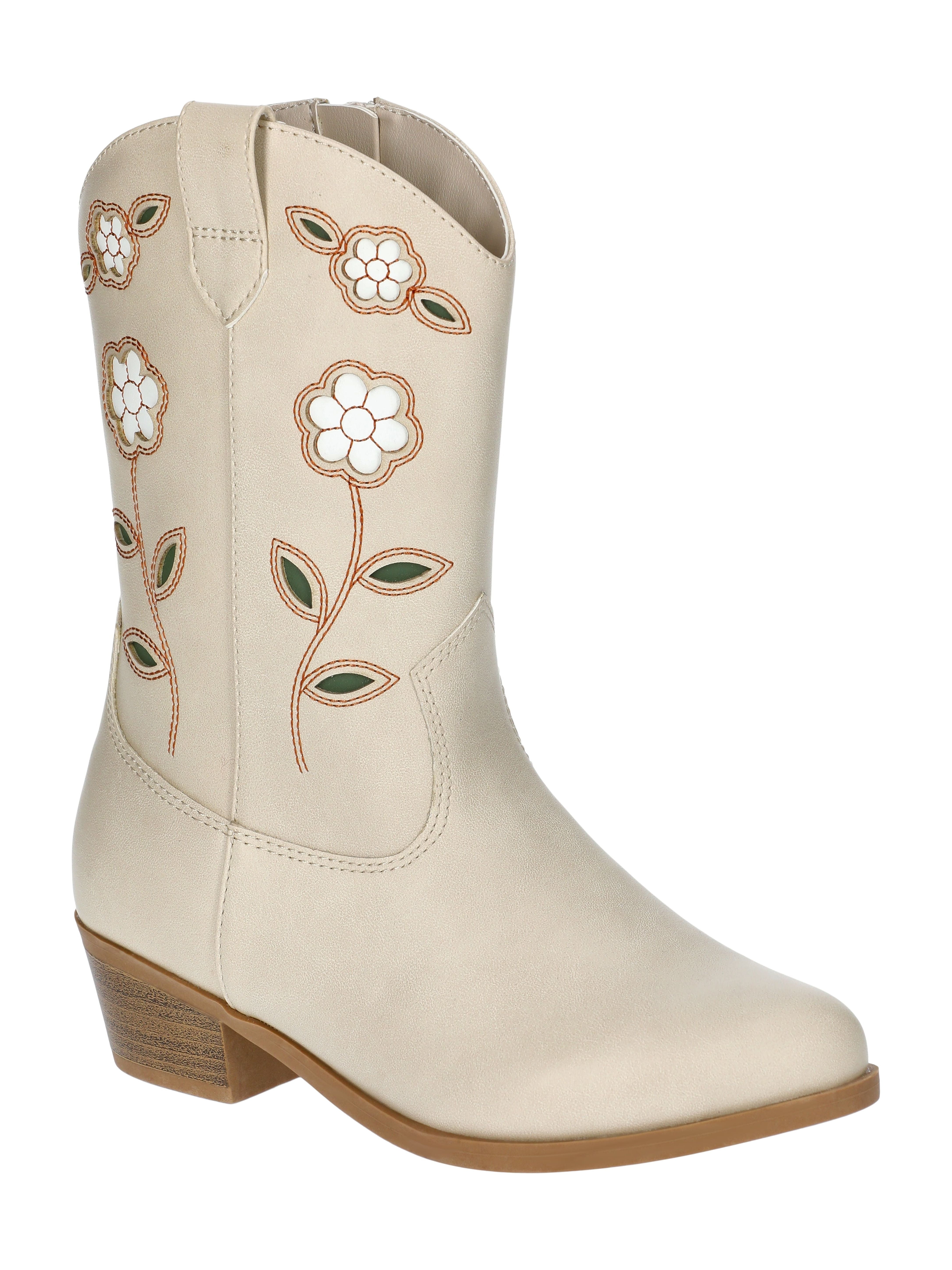Wonder Nation Little and Big Girls Floral Western Cowgirl Boots ...