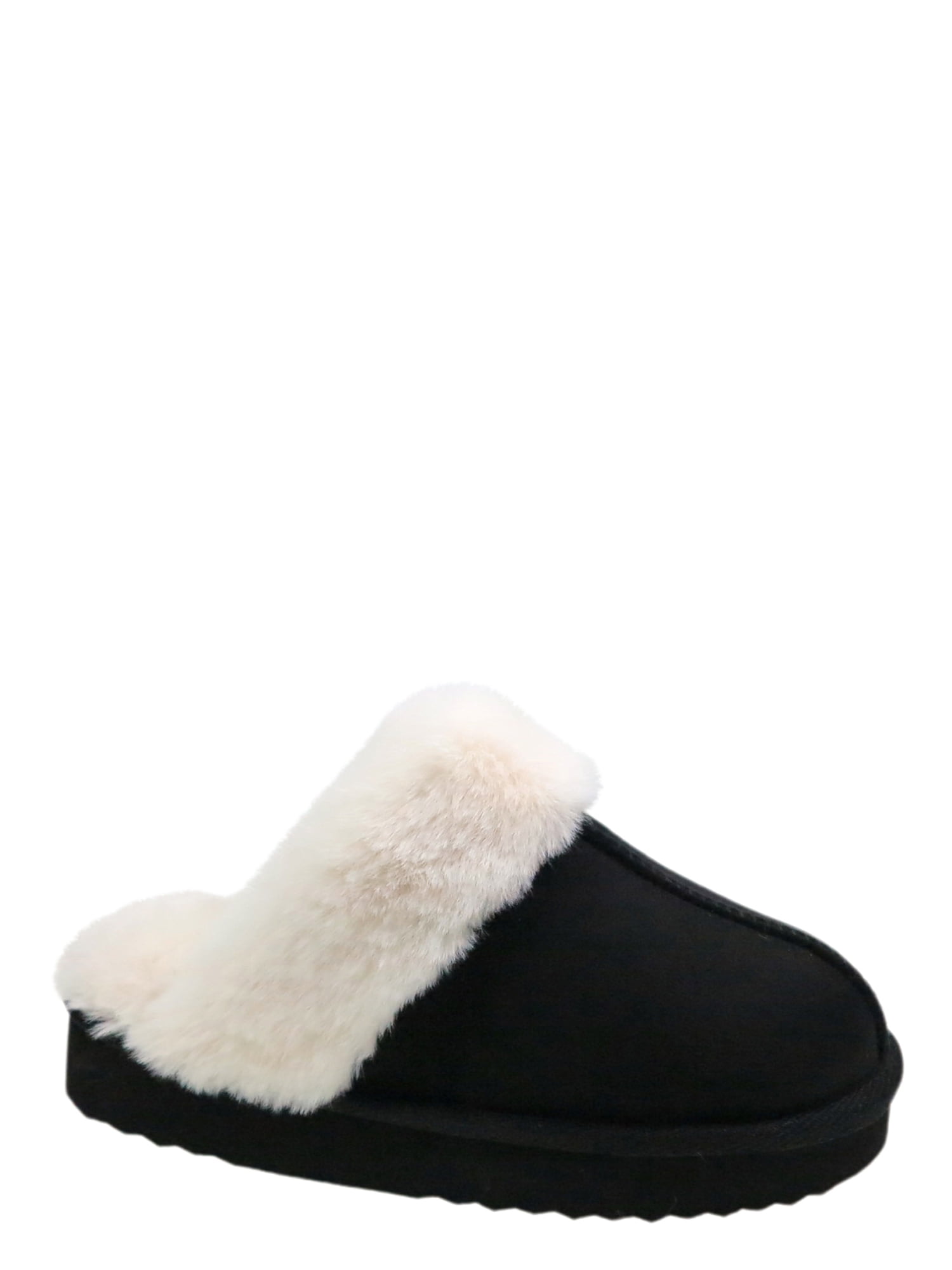 Wonder Nation Girls Scuff Slippers With Faux Fur Trim - Walmart.com