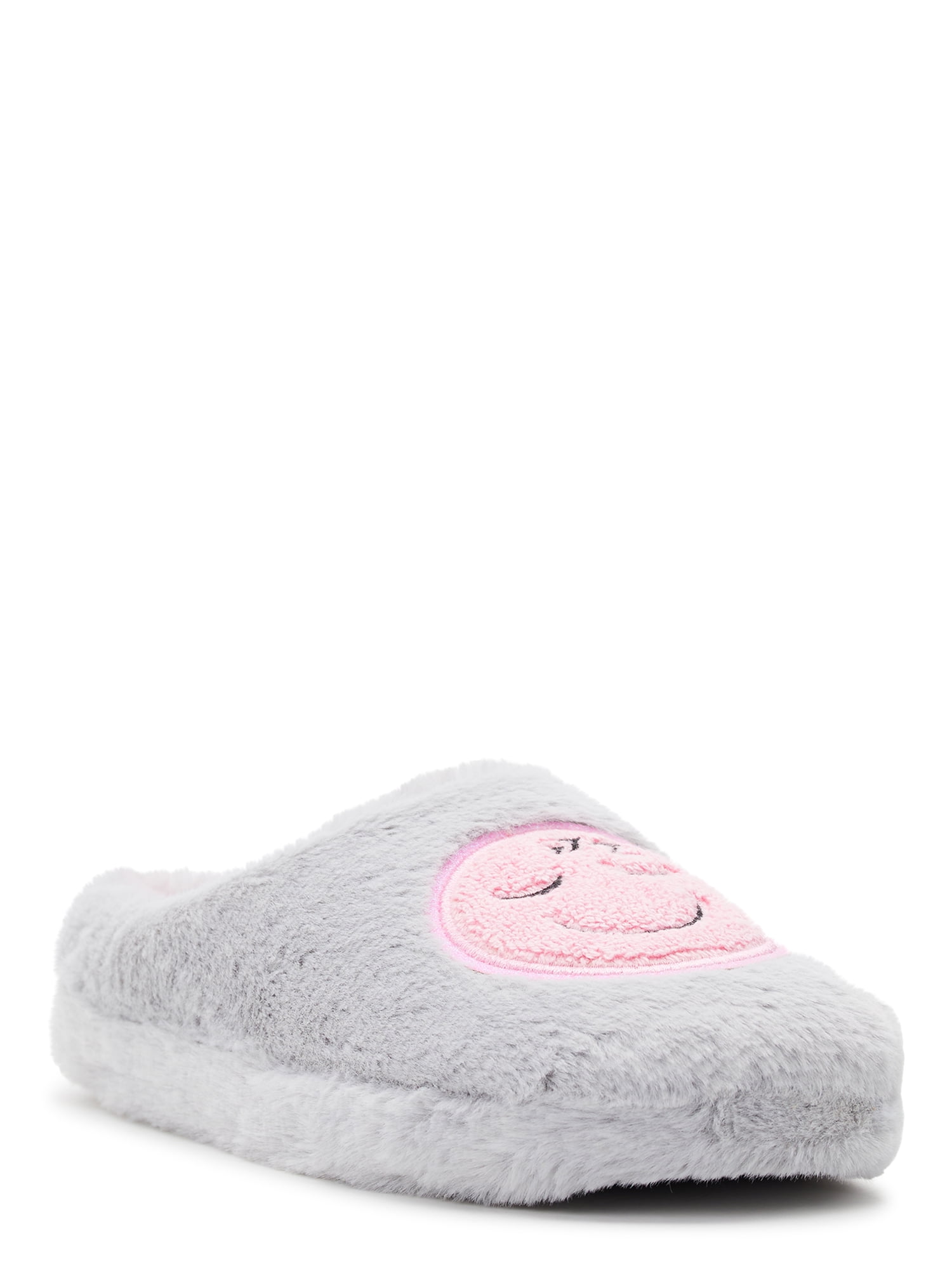 Wonder Nation Little & Big Girls Smiley Scuff Slipper, Sizes 13/1-6 ...