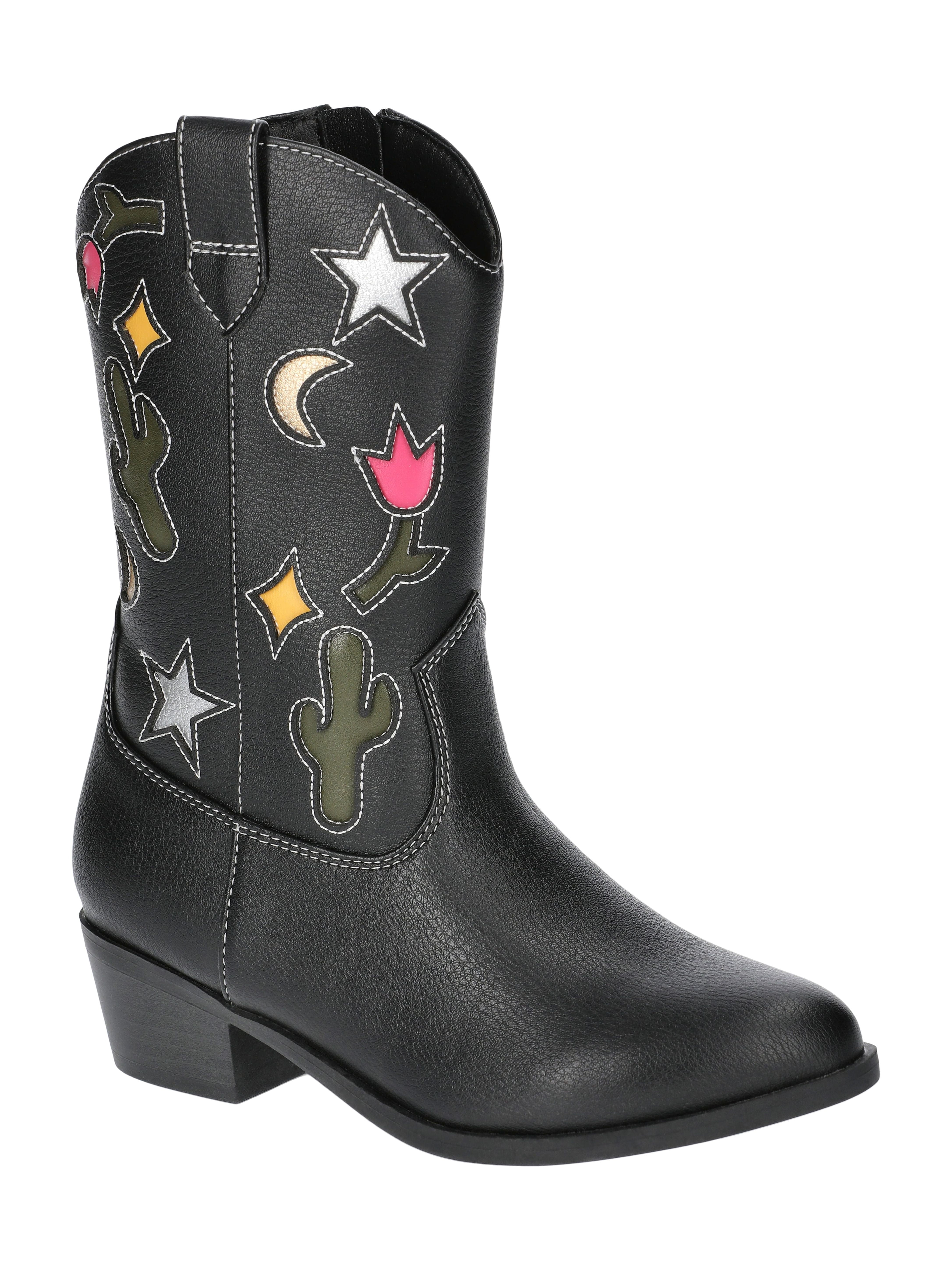 Wonder Nation Little and Big Girls Star & Moon Western Cowgirl Boots ...