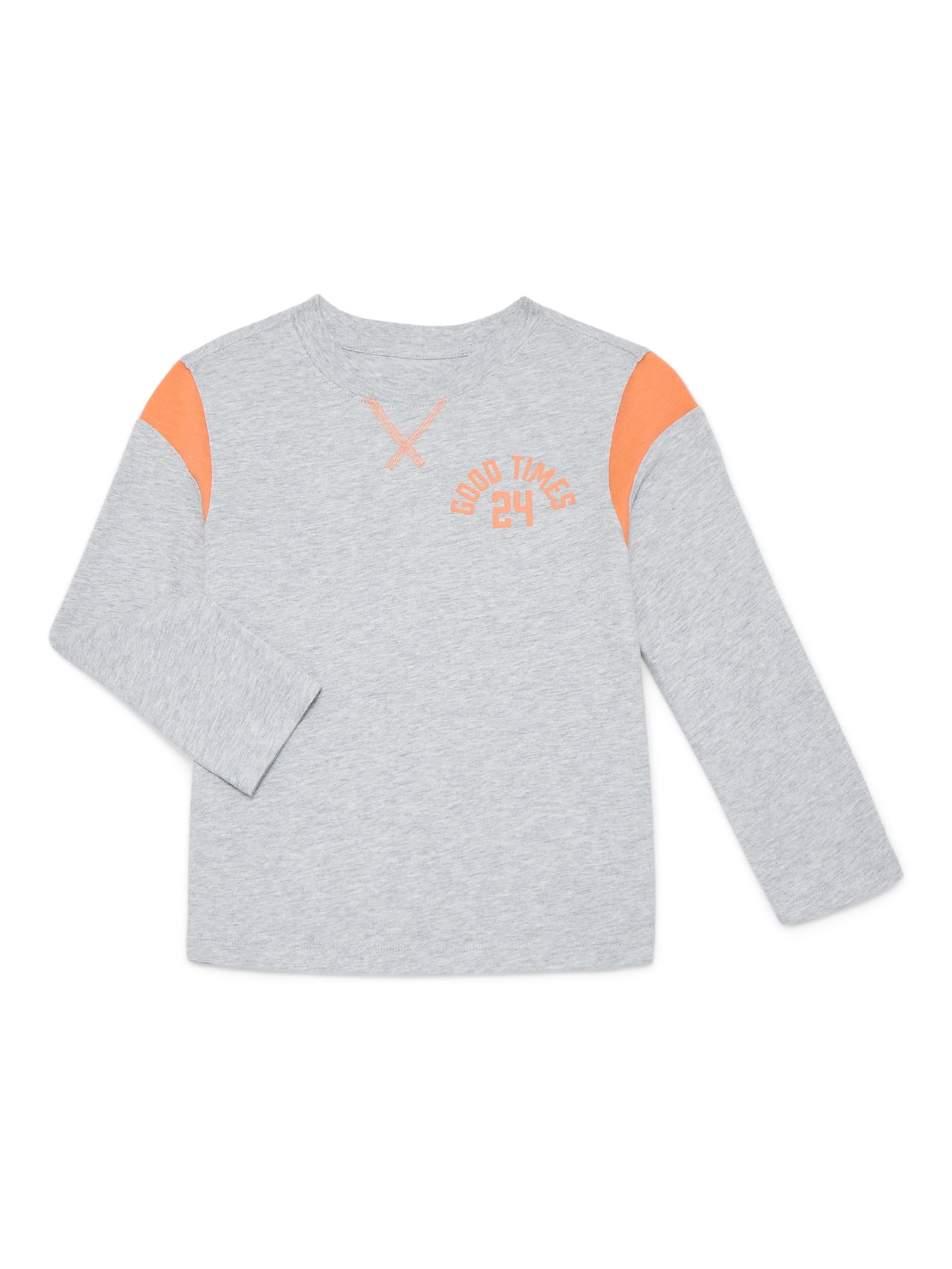 Wonder Nation Little Boys Colorblock Graphic Tee with Long Sleeves ...