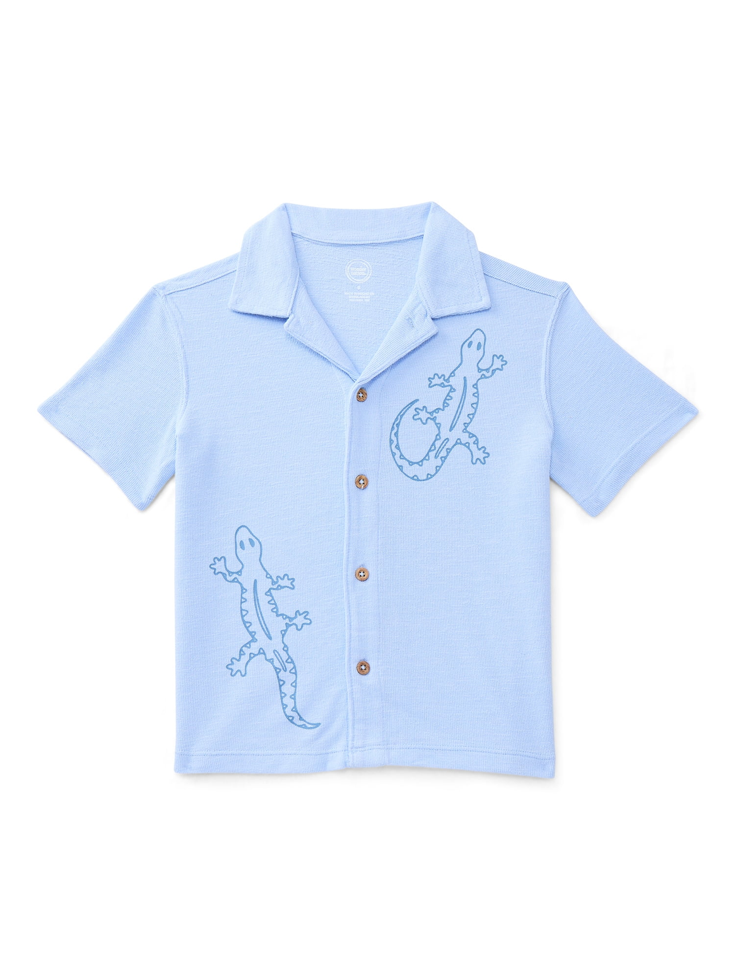 Wonder Nation Little Boys Knit Button Down Shirt with Short Sleeves ...