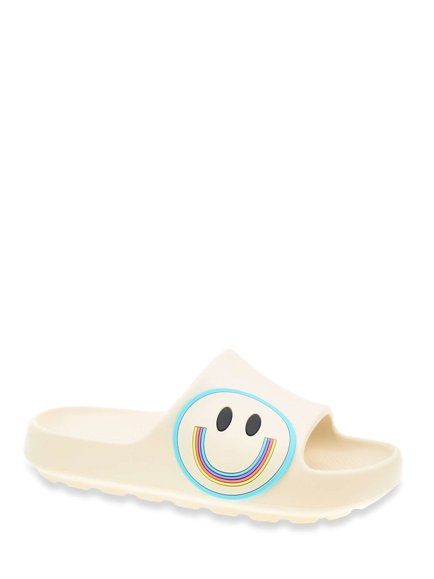Wonder Nation Little and Big Girl EVA Slide Sandals with Rainbow Smile ...