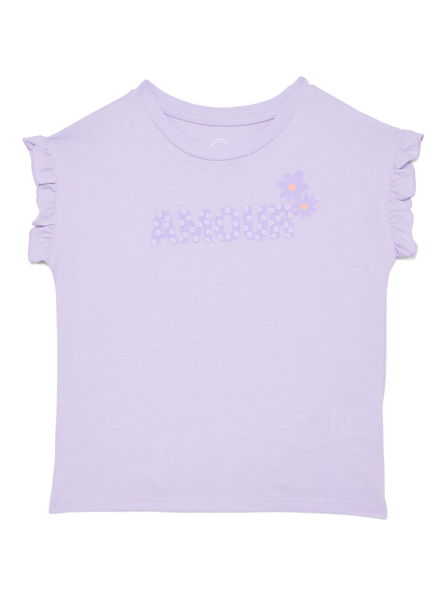 Wonder Nation Girls Ruffle Dolman Tee, Sizes 4-10 - Walmart.com