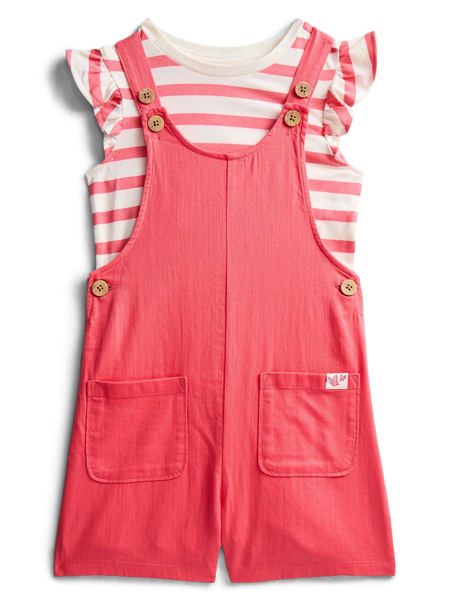 Wonder Nation Girls Shortall and Short Sleeve Tee Set, 2-Piece, Sizes 4 ...